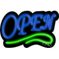 Deco Style Blue Open With Green Line LED Neon Sign 14" Tall x 22" Wide ...