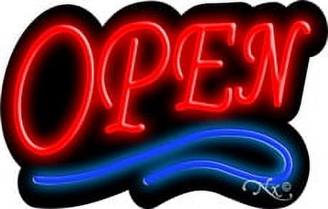 Deco Style Red Open With Blue Line LED Neon Sign 14" Tall x 22" Wide ...