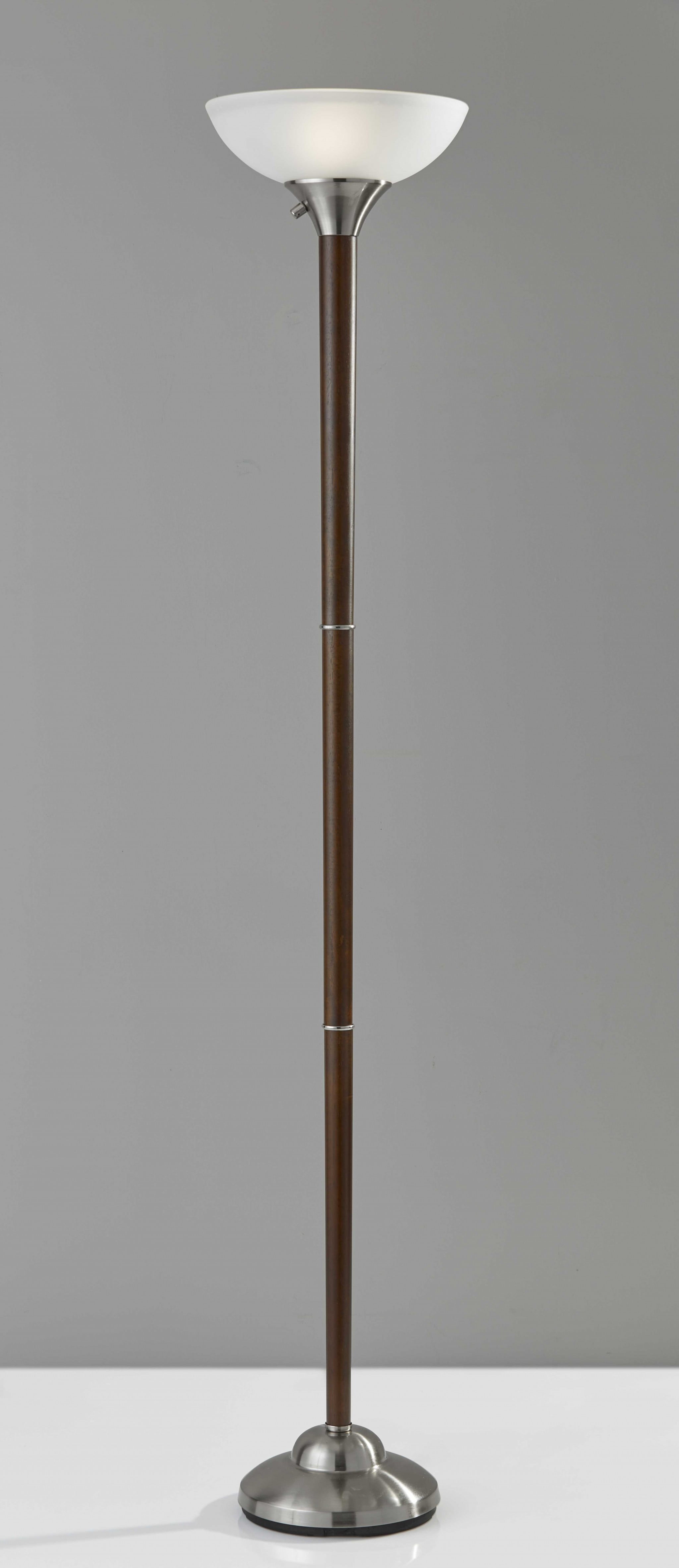 Deco Torchiere in Walnut Wood and Satin Steel Metal - Walmart.com