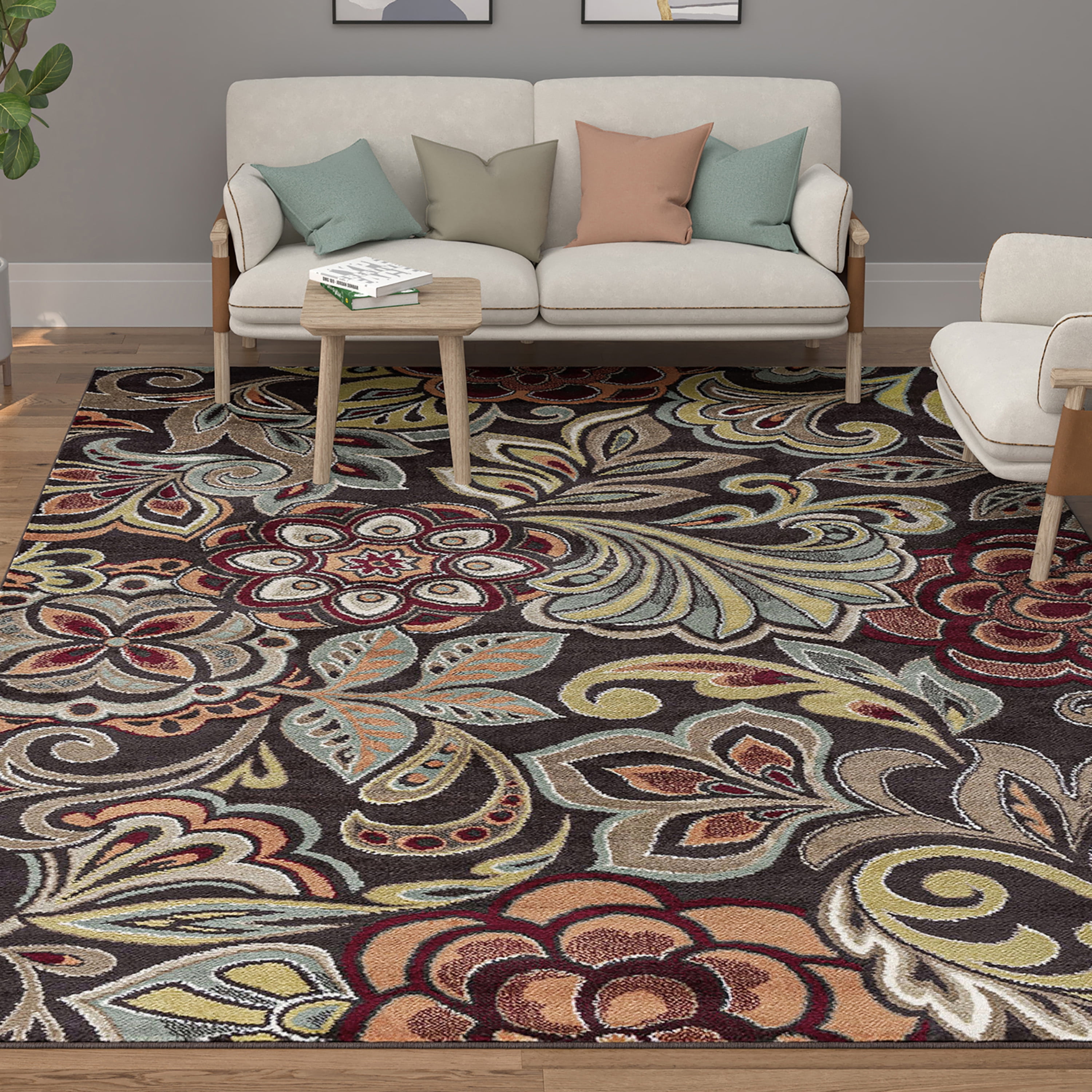 Polypropylene Deco 9x12 Area Rug - Brown & Red - Walmart.com