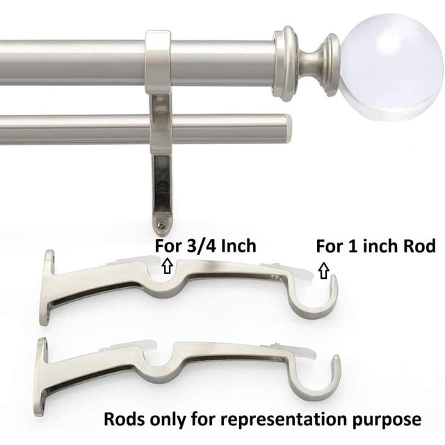 Deco Window 3 Pcs Bracket for Double Curtain Rod Heavy Duty Metal ...