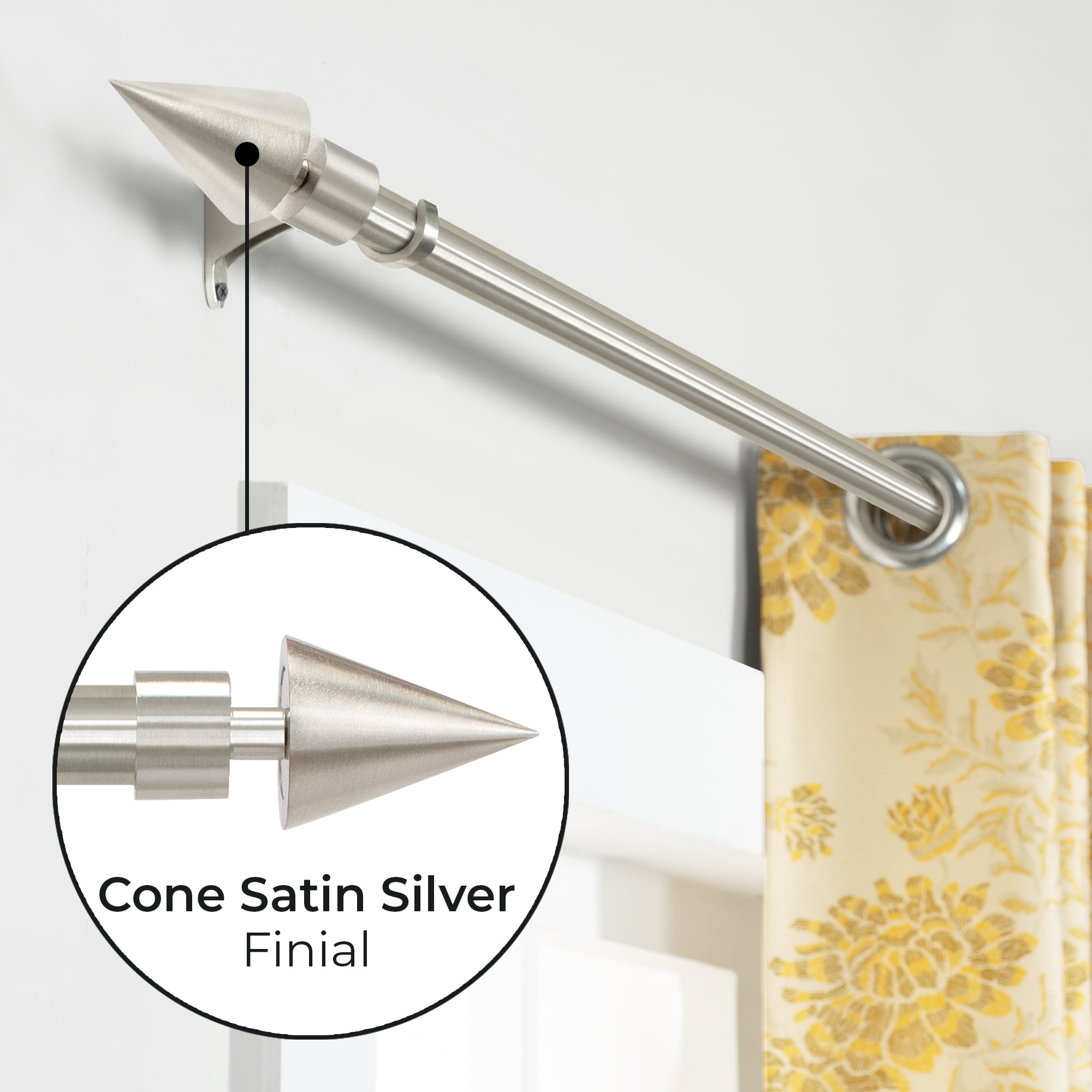 Deco Window 36 to 66 Inches Adjustable Curtain Rod for Windows with ...