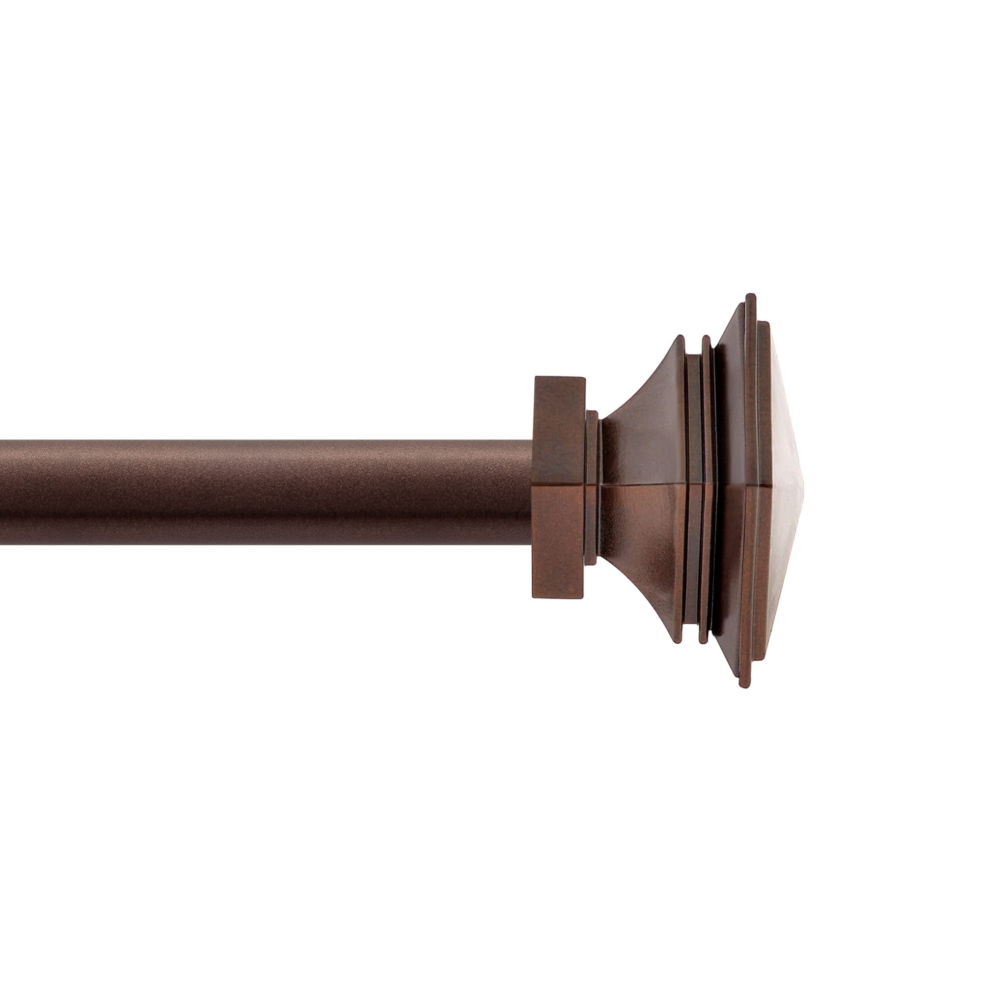 Deco Window Adjustable Curtain Rod, 36-66 Inches, Square Finials, Brown ...