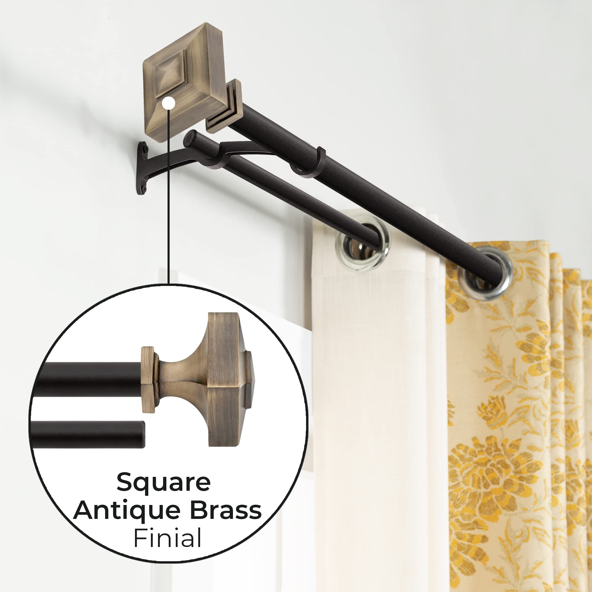 Deco Window 36 to 66 inches Extendable Double Curtain Rod for Door with ...
