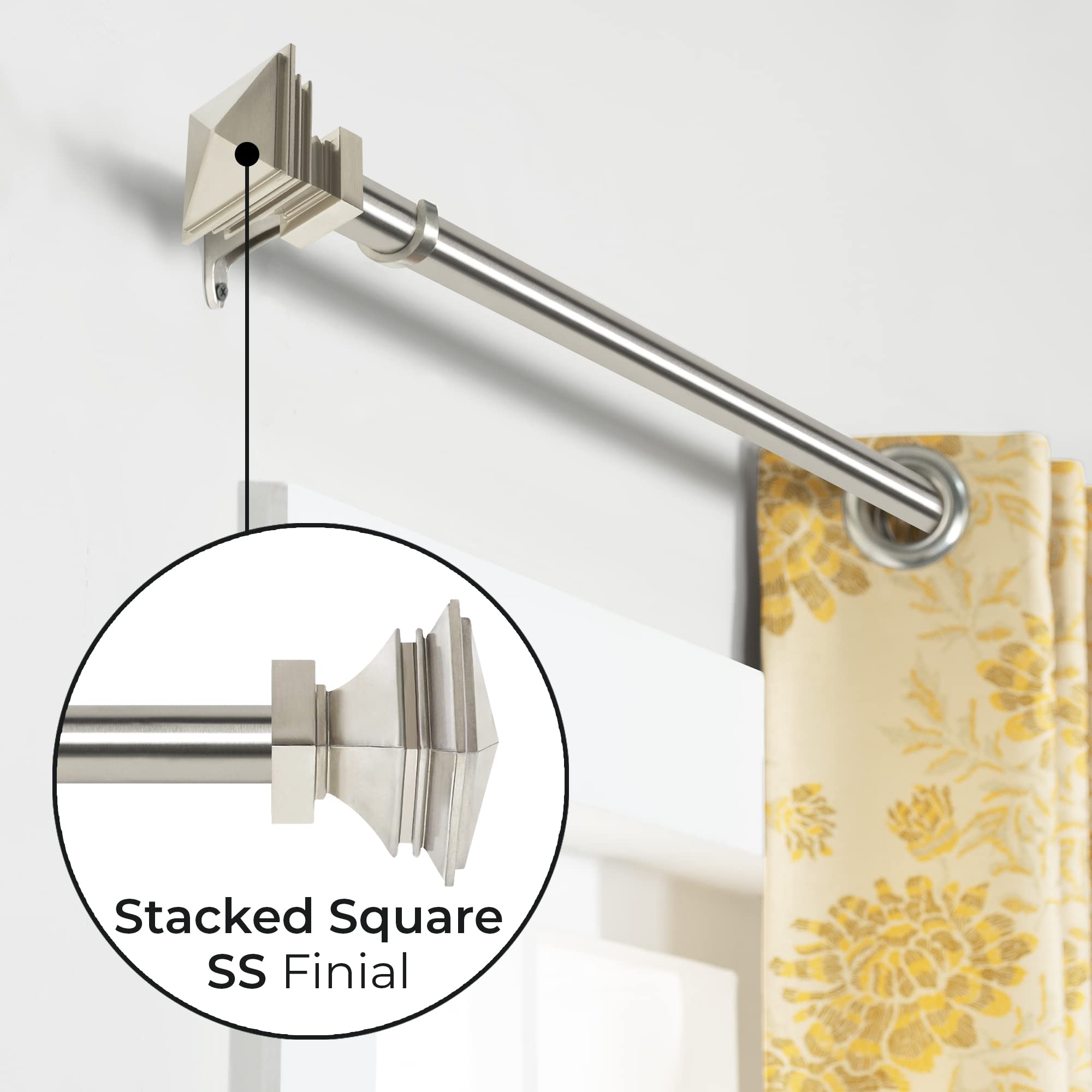 1" DECOPOLITAN INDUSTRIAL DRAPERY ROD SET ANTIQUE SILVER 72-144 ...