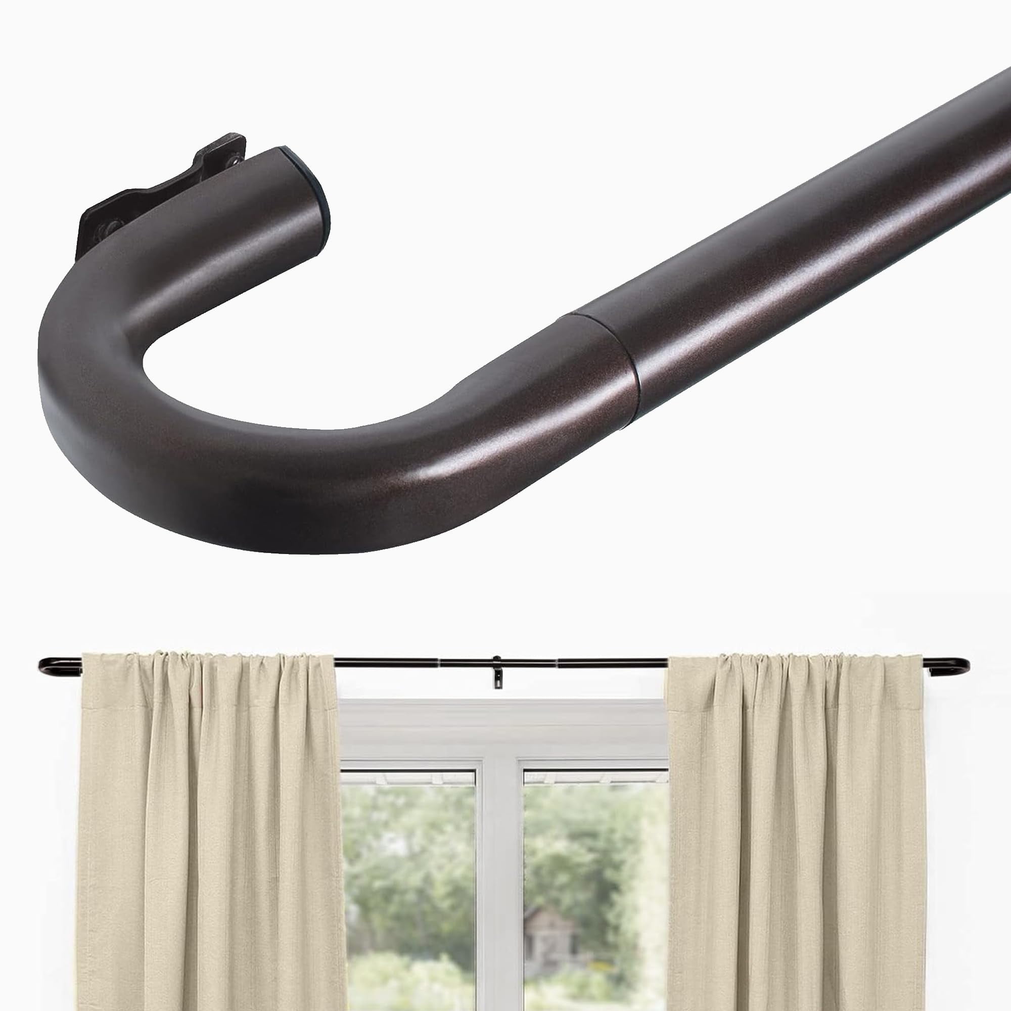 Deco Window Adjustable 28 to 48 inches Blackout Curtain Rod Heavy Duty ...