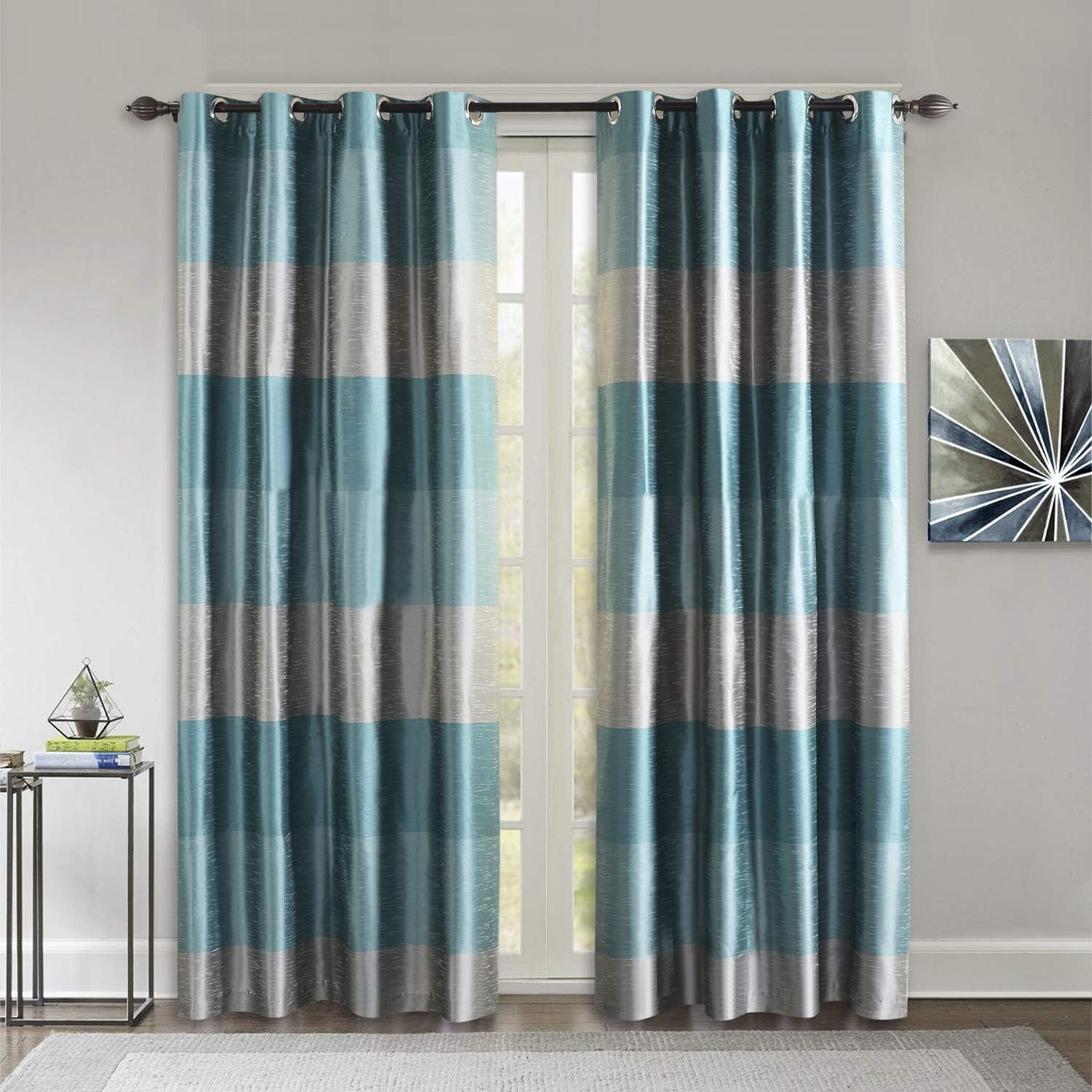 Deco Window Blackout Curtain Panels Set of 2, 52" x 108", Blue with ...