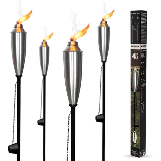 Deco Window Set of 4 Landscape Outdoor/Patio Garden Torch - Satin ...