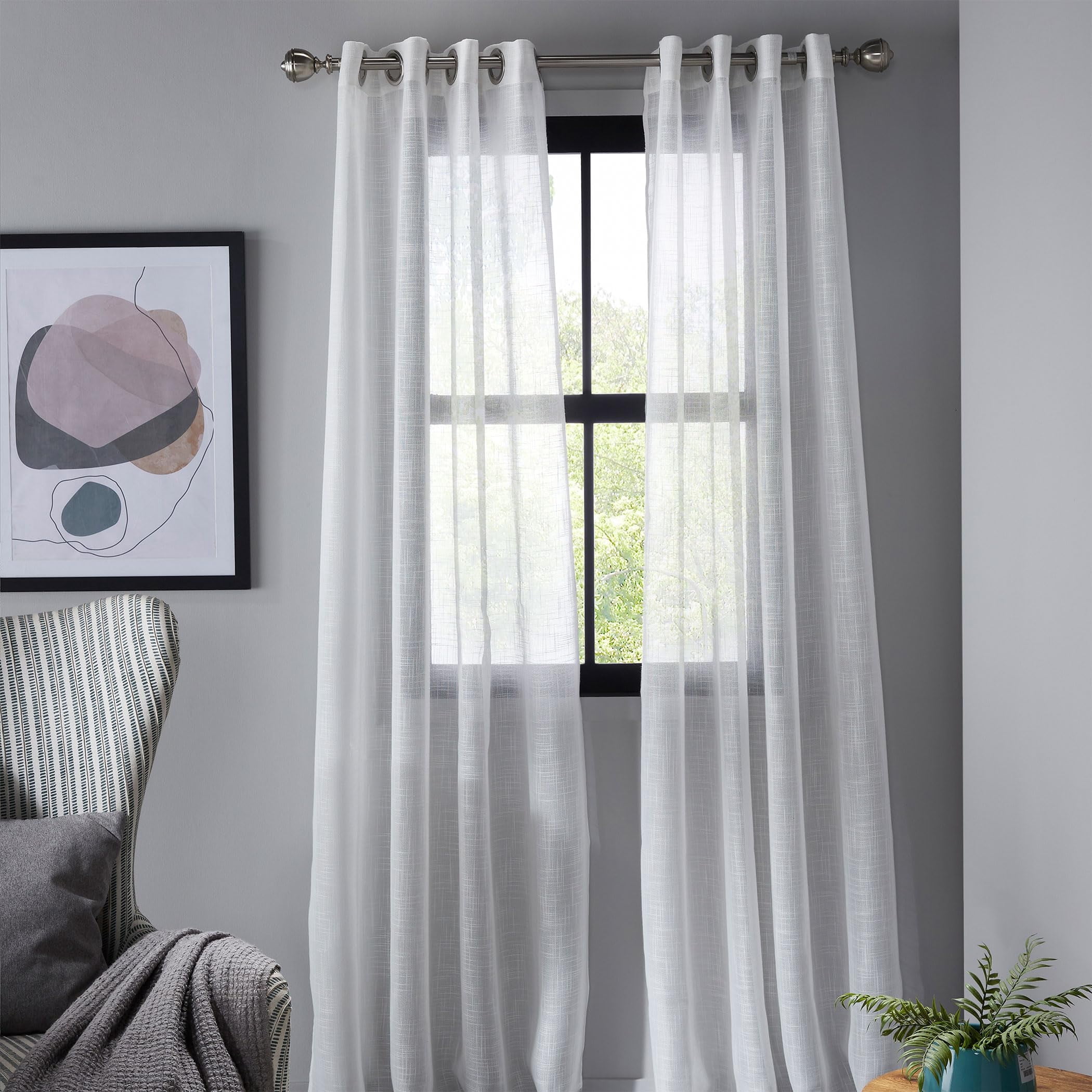 Deco Window Sheer Curtains 90 Inch Long for Home Decoration (White ...