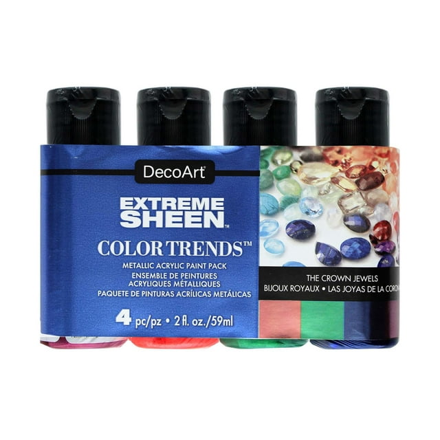 DecoArt Extreme Sheen Color Trends Metallic Acrylic Paint 4-Pack, The Crown Jewels - Walmart.com