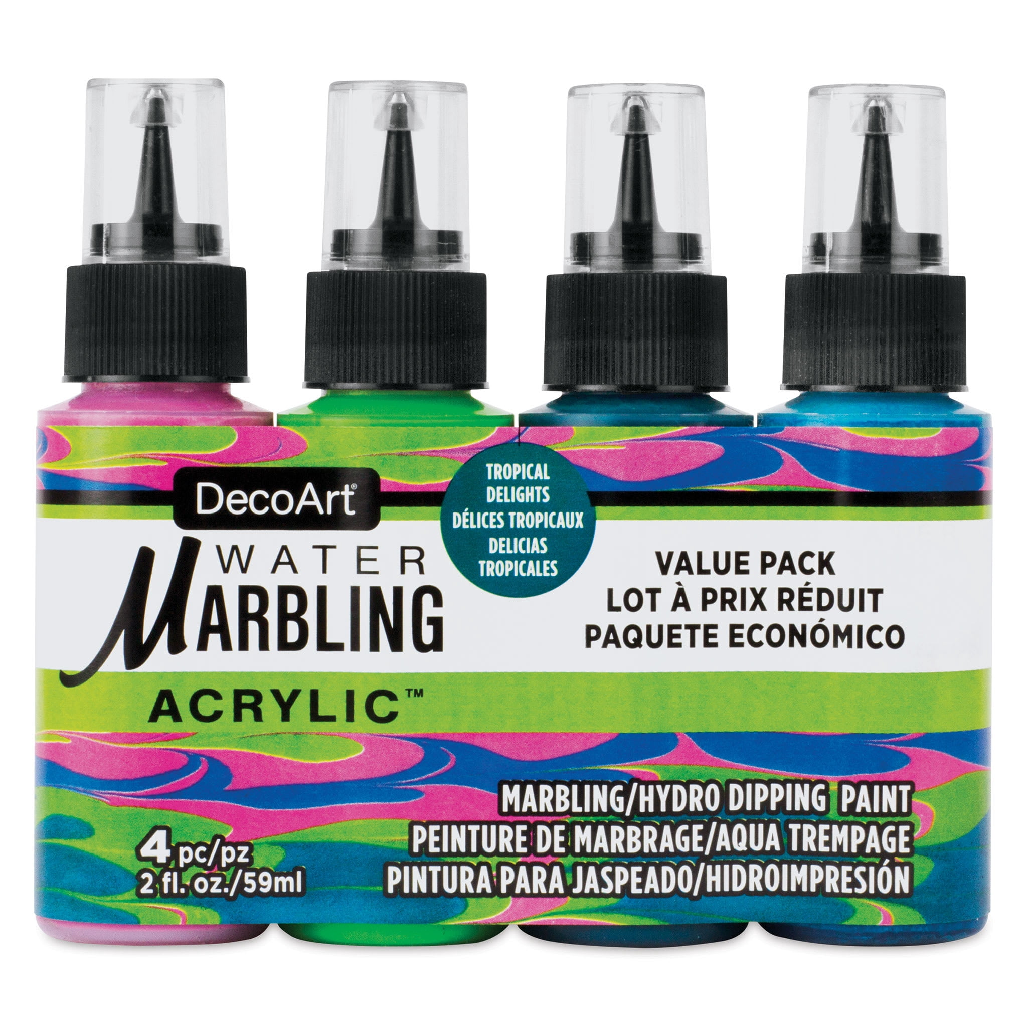 DecoArt Water Marbling Acrylic Paint - Tropical Delights, Set of 4, 2 ...