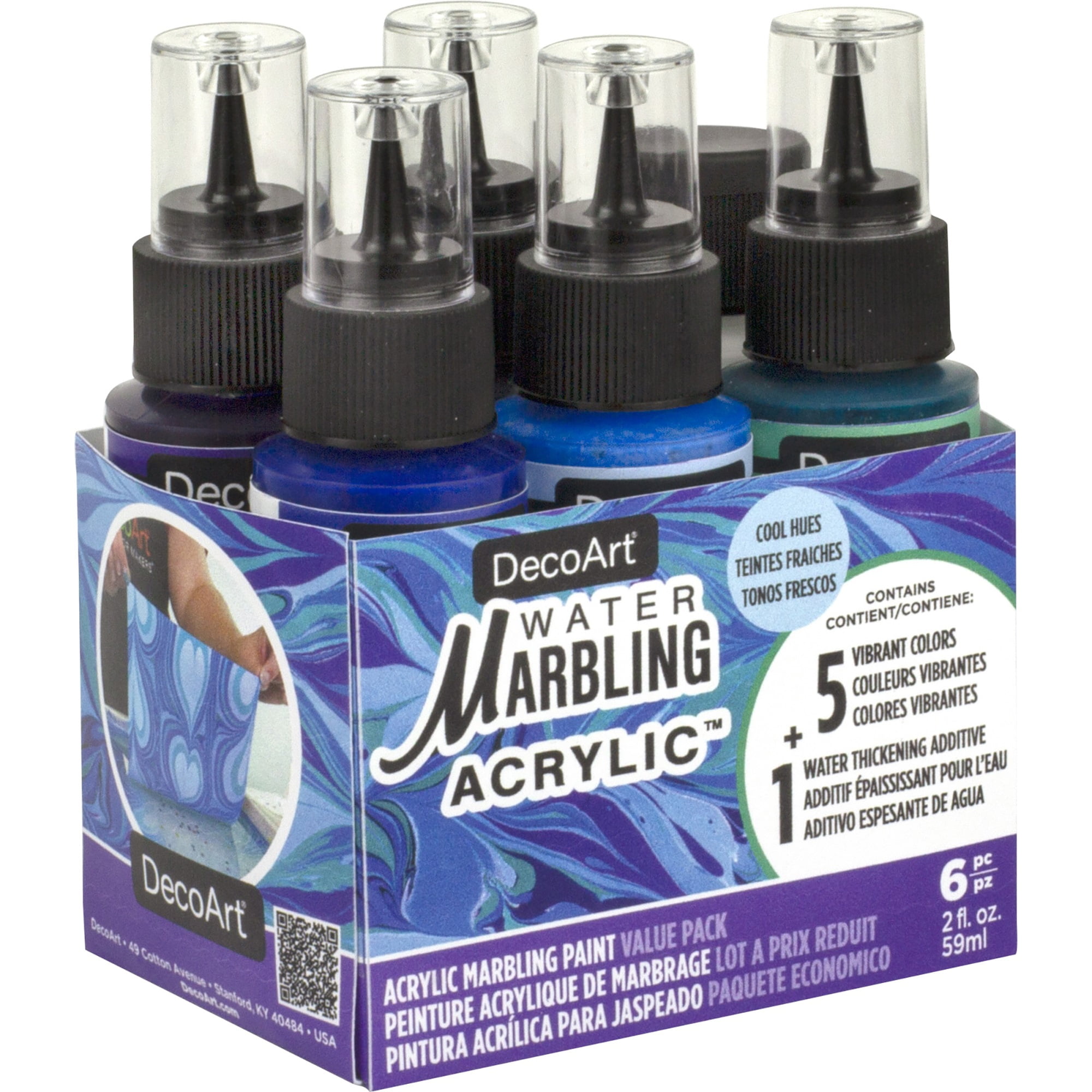DecoArt Crafting Pouring Water Marbling Acrylic Paint - Cool Hues, Set ...