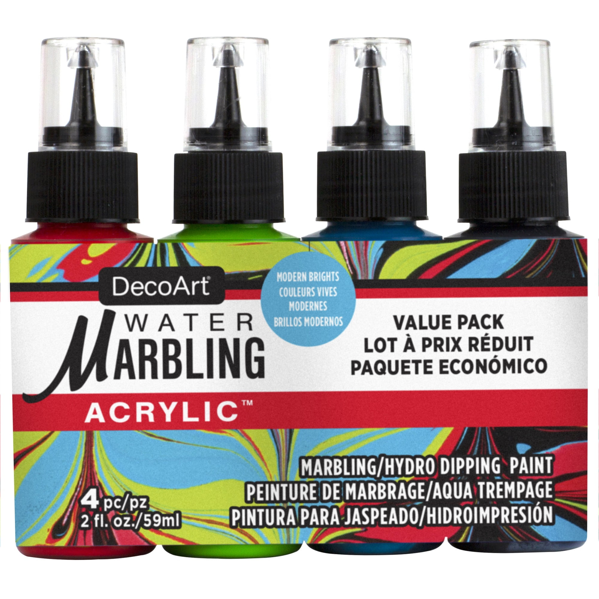 DecoArt Water Marbling Value Pack 2oz 4/Pkg-Modern Brights - Walmart.com