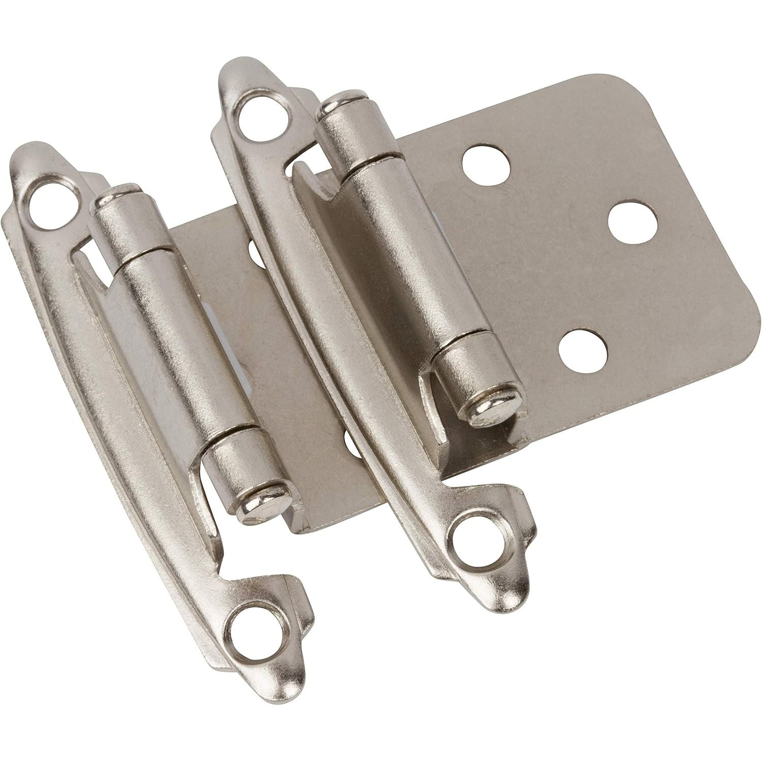 DecoBasics Overlay Cabinet Hinges (20 Pair - 40 Pack) (Brushed Nickel ...