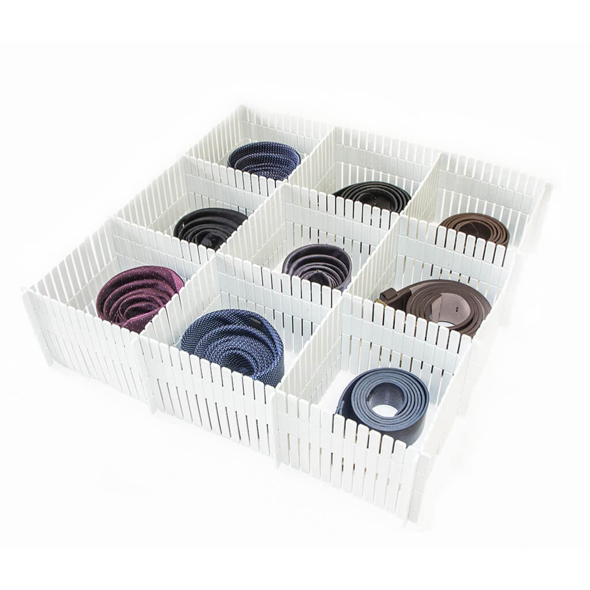 DecoBella 4PCS DIY Plastic Grid Drawer Organizer, White Adjustable ...