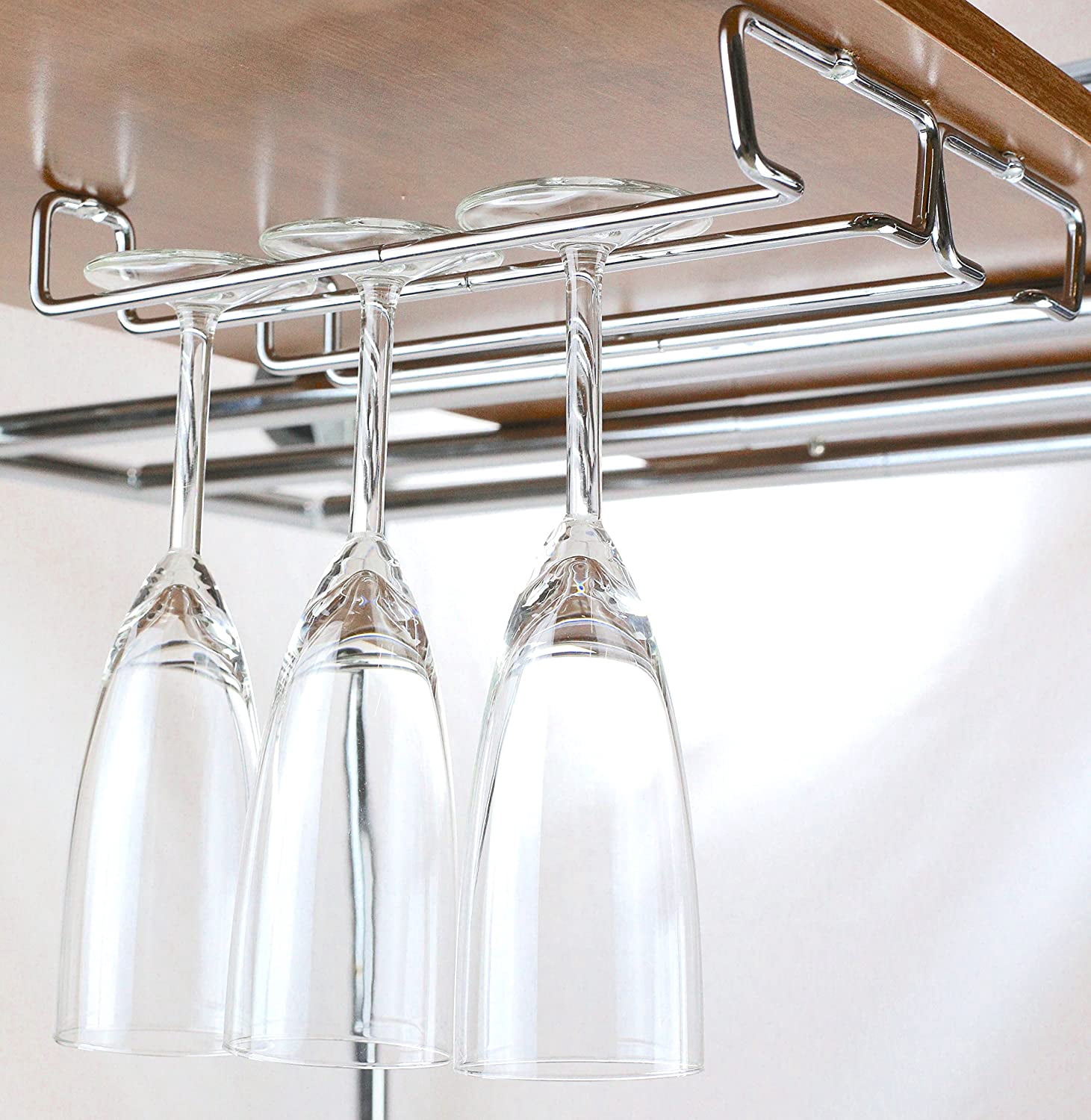 DecoBros 2PK Single Rail Wine Glass Stemware Rack Holder, Chrome ...