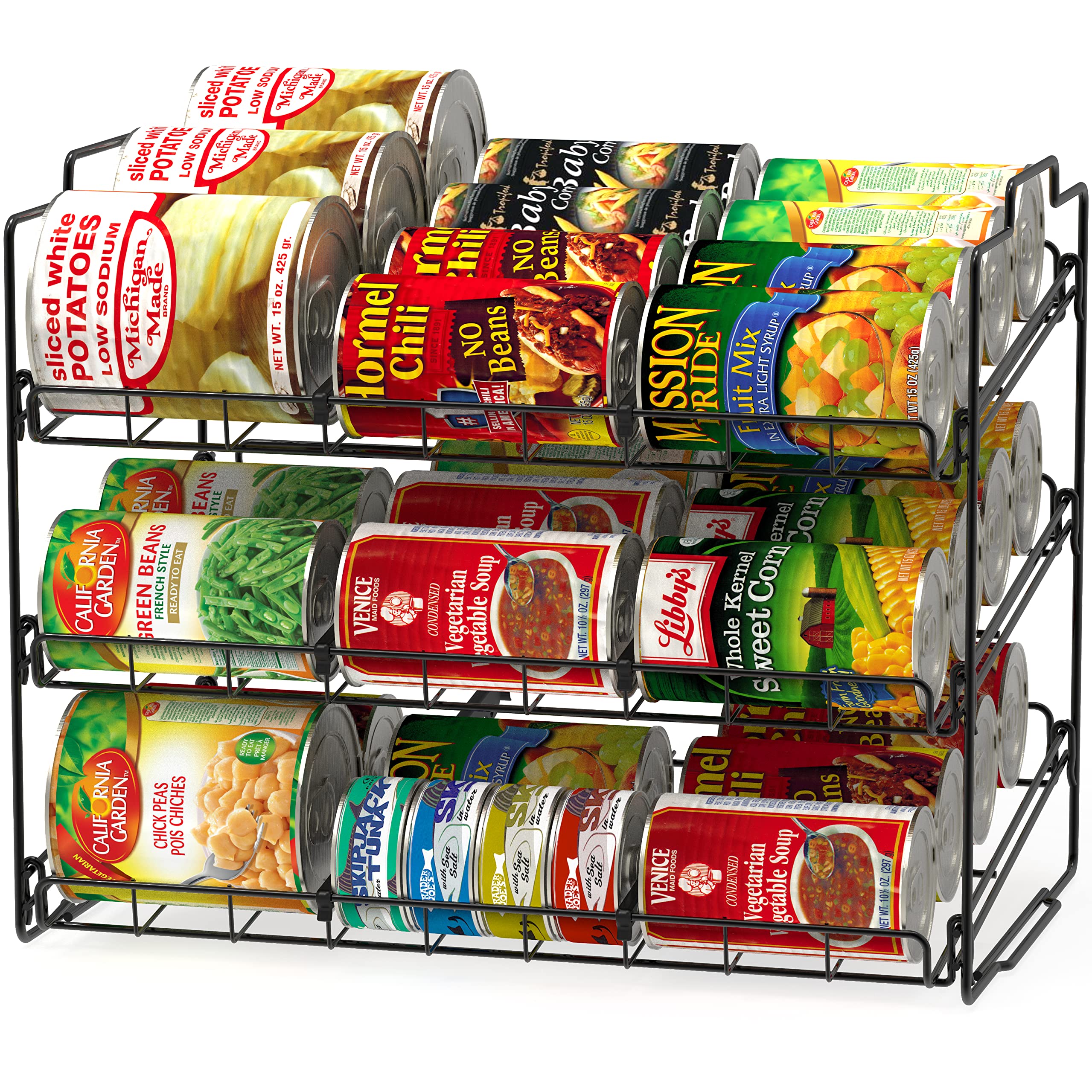 Atlantic 3-Tier Heavy-Gauge Wire Can Rack Storage Organizer for Pantry ...