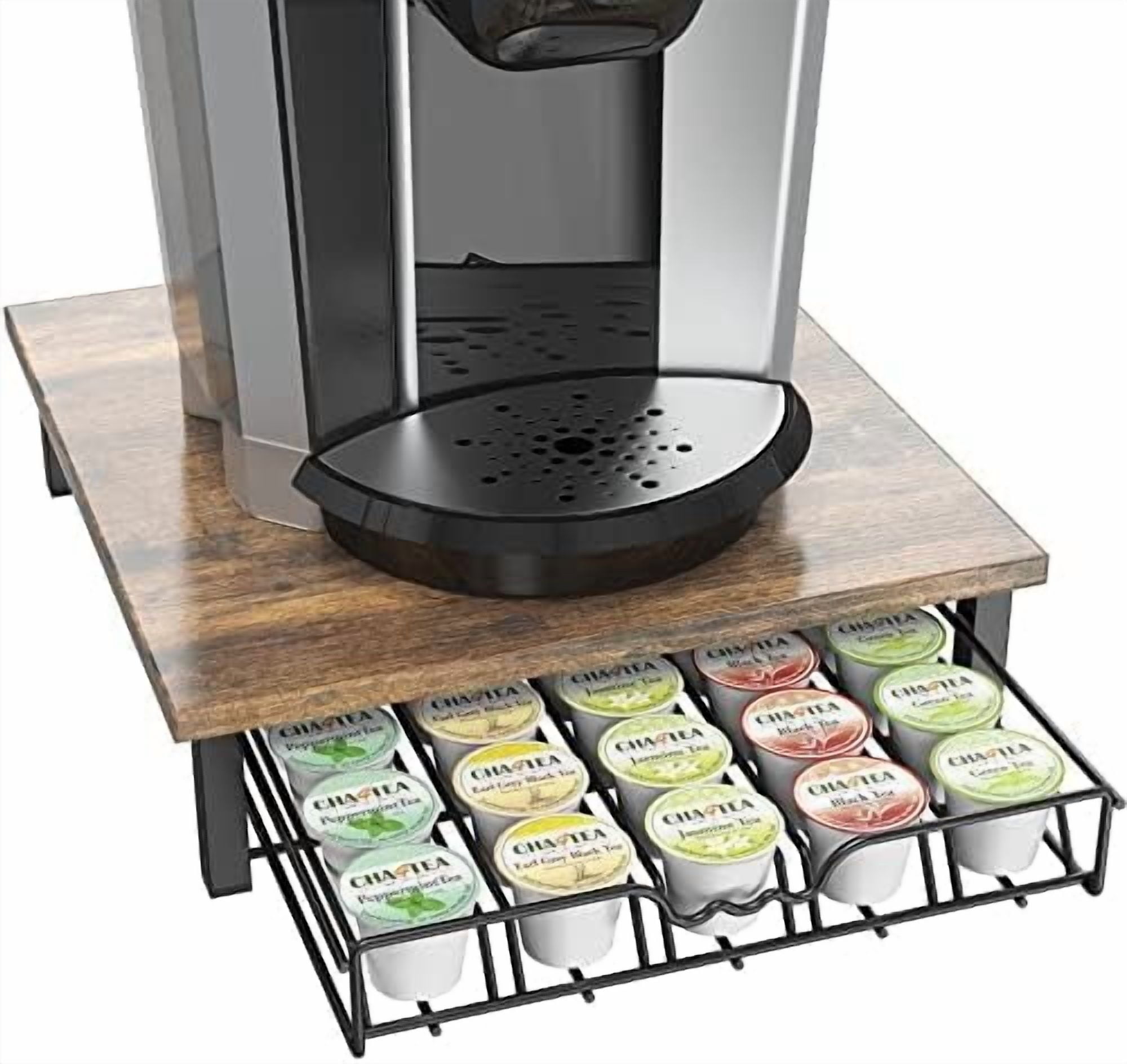 DecoBrothers K-Cup Holder Drawer for 30 Coffee Pods Storage, Rustic ...