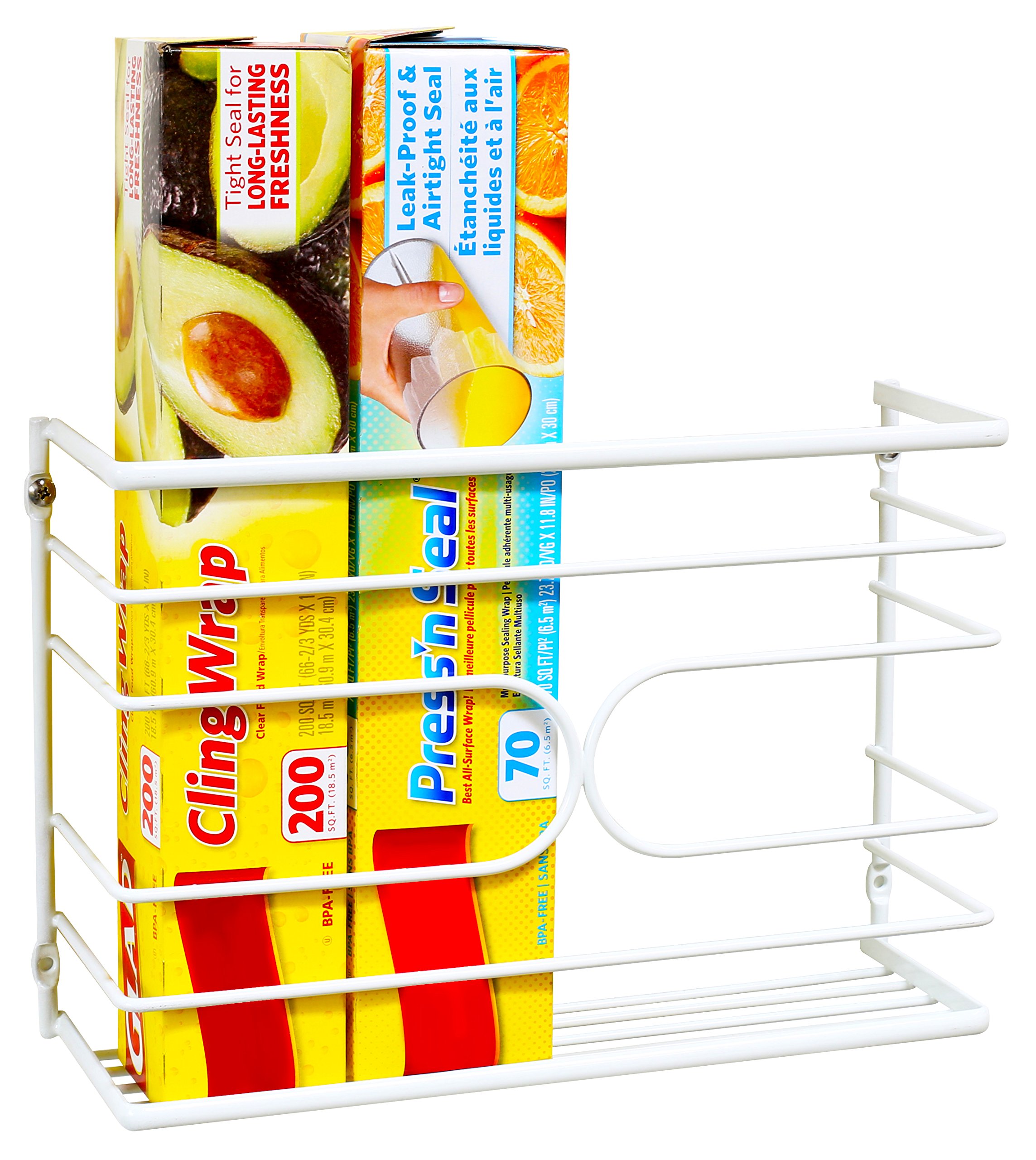 DecoBrothers Wall Mount Kitchen Wrap Organizer Rack, White C49 ...