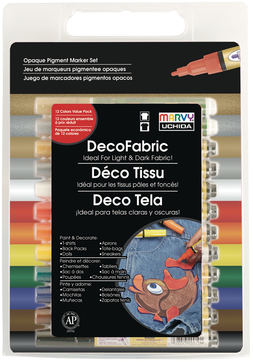 DecoFabric Marker Set 12/Pkg-Assorted Colors - Walmart.com