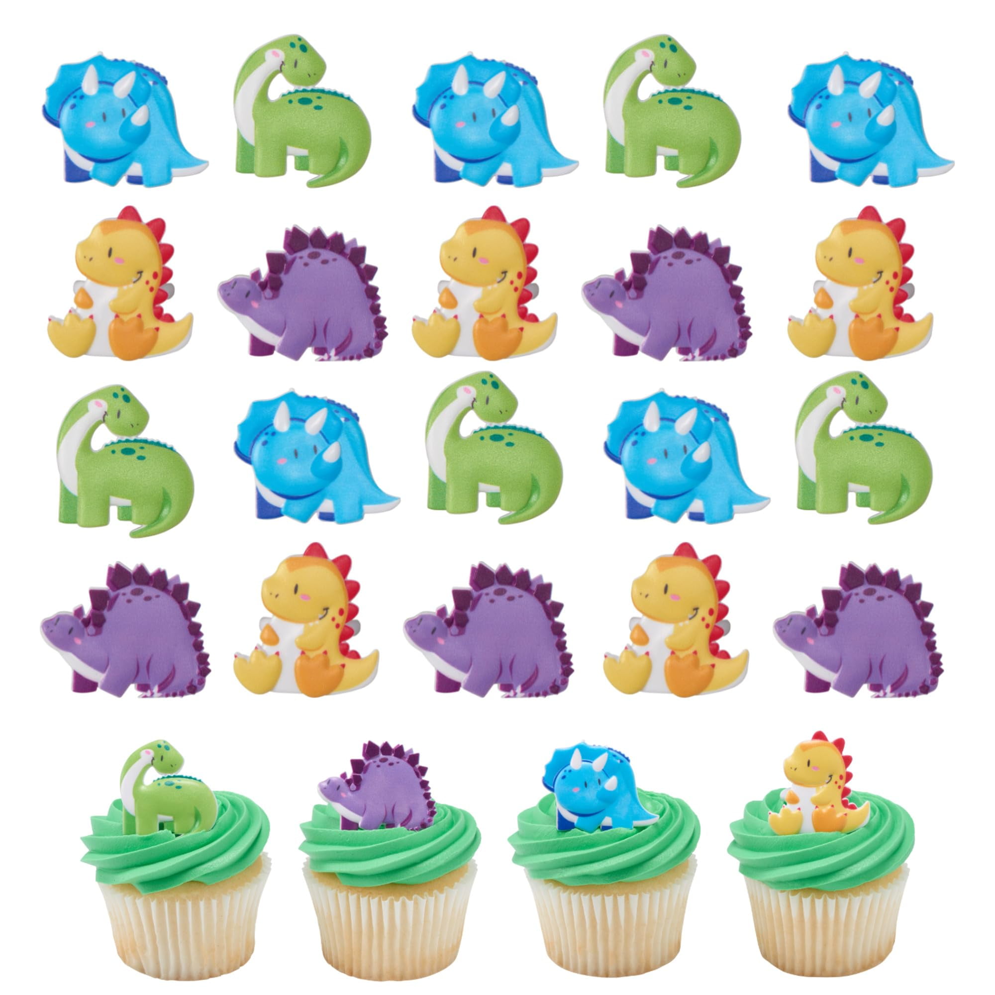 DecoPac Cutsie Dinosaur Rings, Dino Cupcake RST1 Decorations, Birthday ...