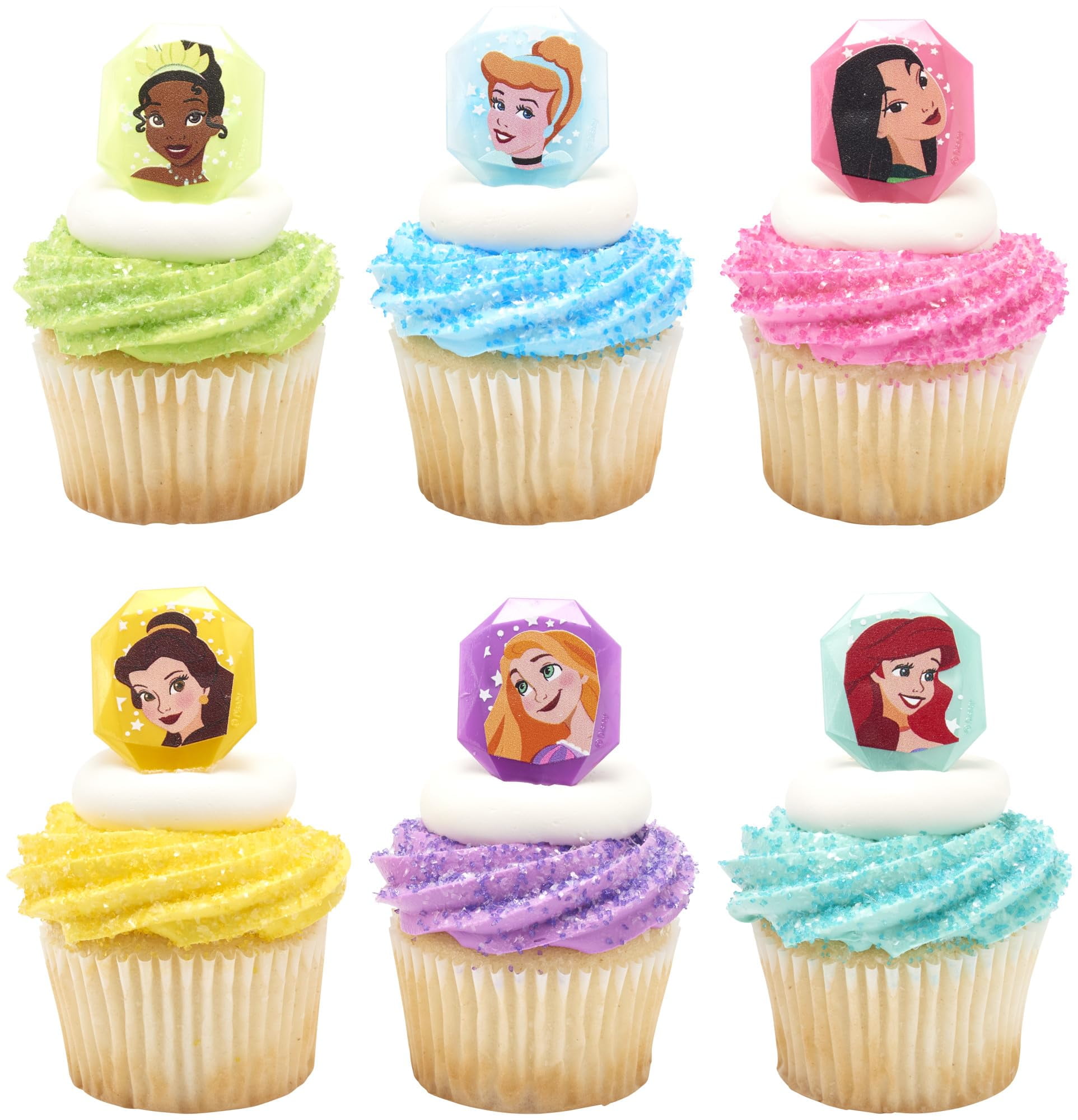 DecoPac Disney Princess Gemstone Rings, Cupcake Decorations Featuring ...