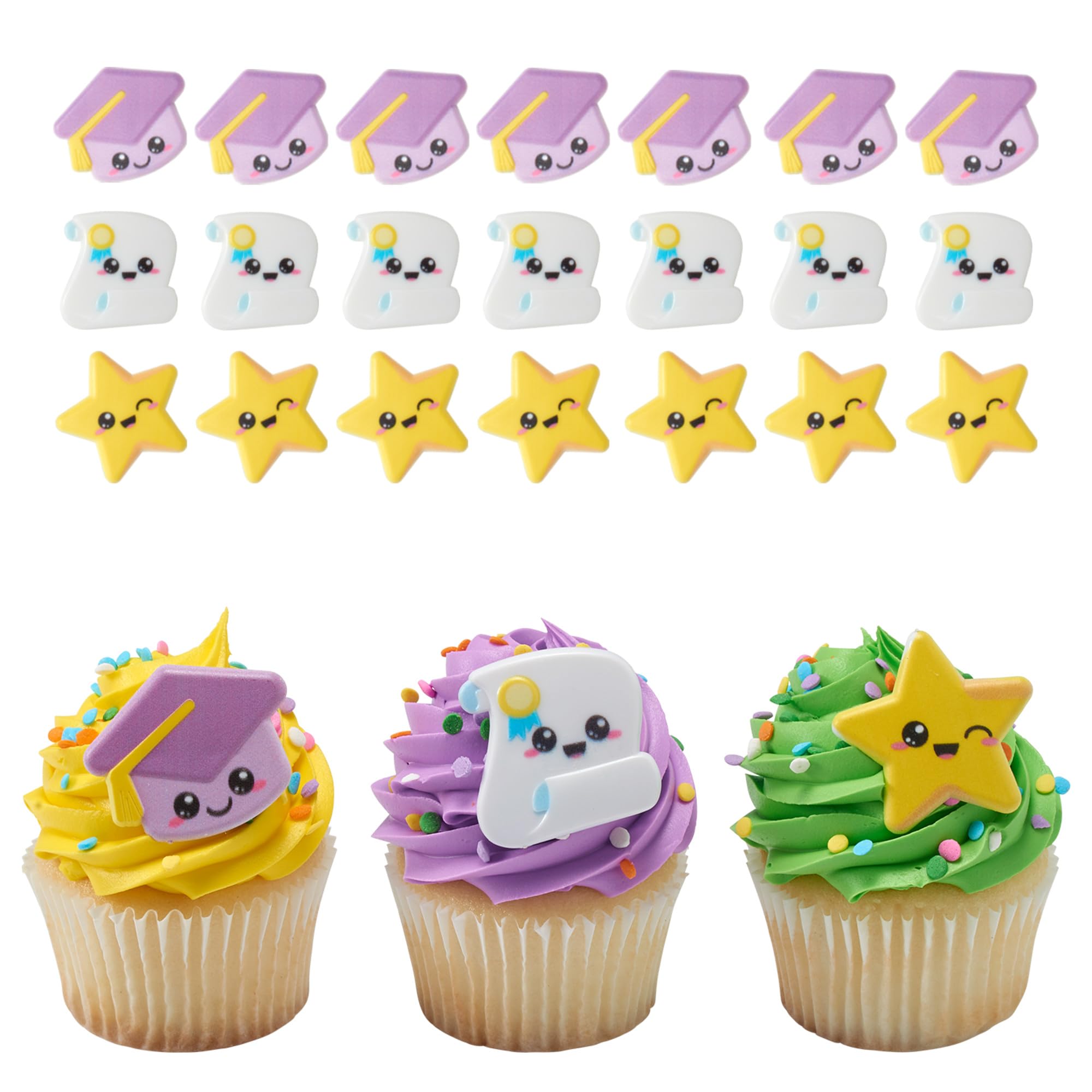 DecoPac Graduation Characters,TRDN 24 Cupcake Rings For Cake Decoration ...