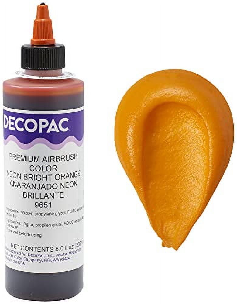 DecoPac Neon Bright Orange Airbrush Color, Orange Food Colouring, Food ...