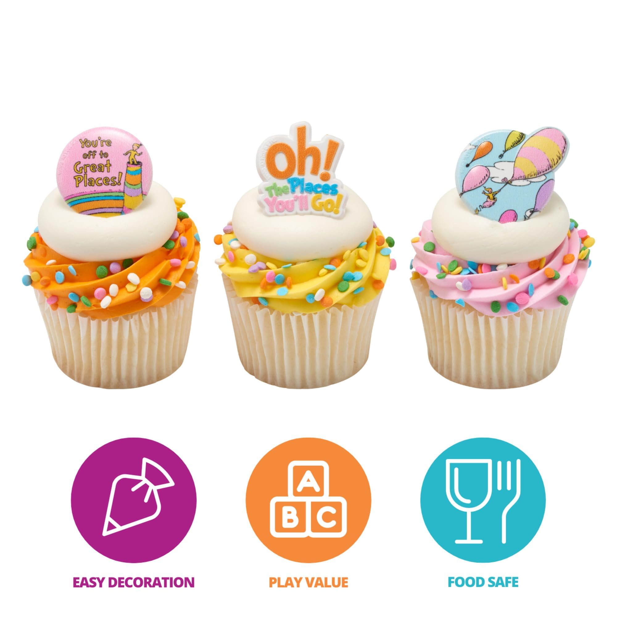 DecoPac Oh, the AJH3 Places You'll Go! Cupcake Rings, 24 Dr. Seuss ...