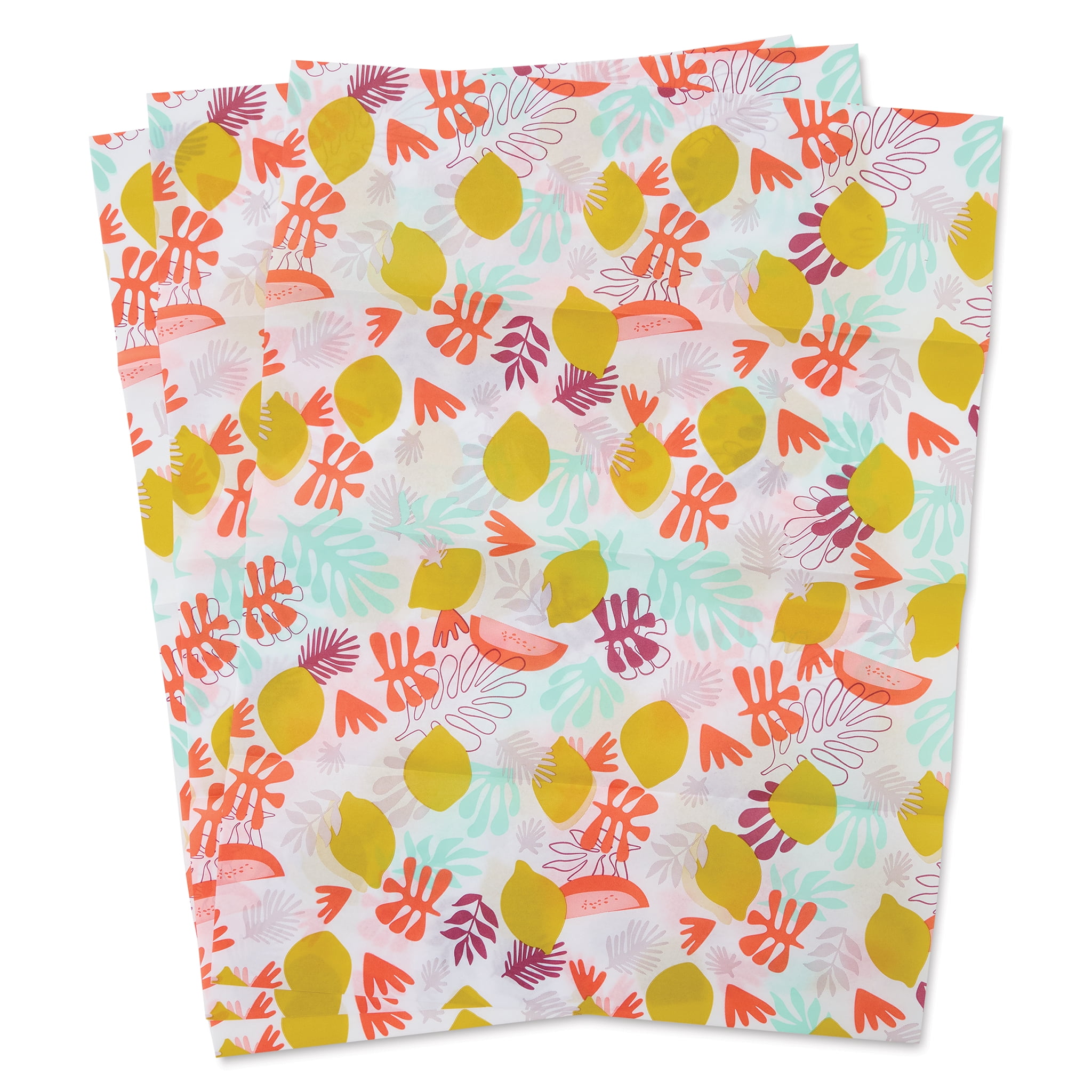 DecoPatch Decorative Papers - Lemon Tropical Floral, Pkg of 3, 12" x 16" - Walmart.com