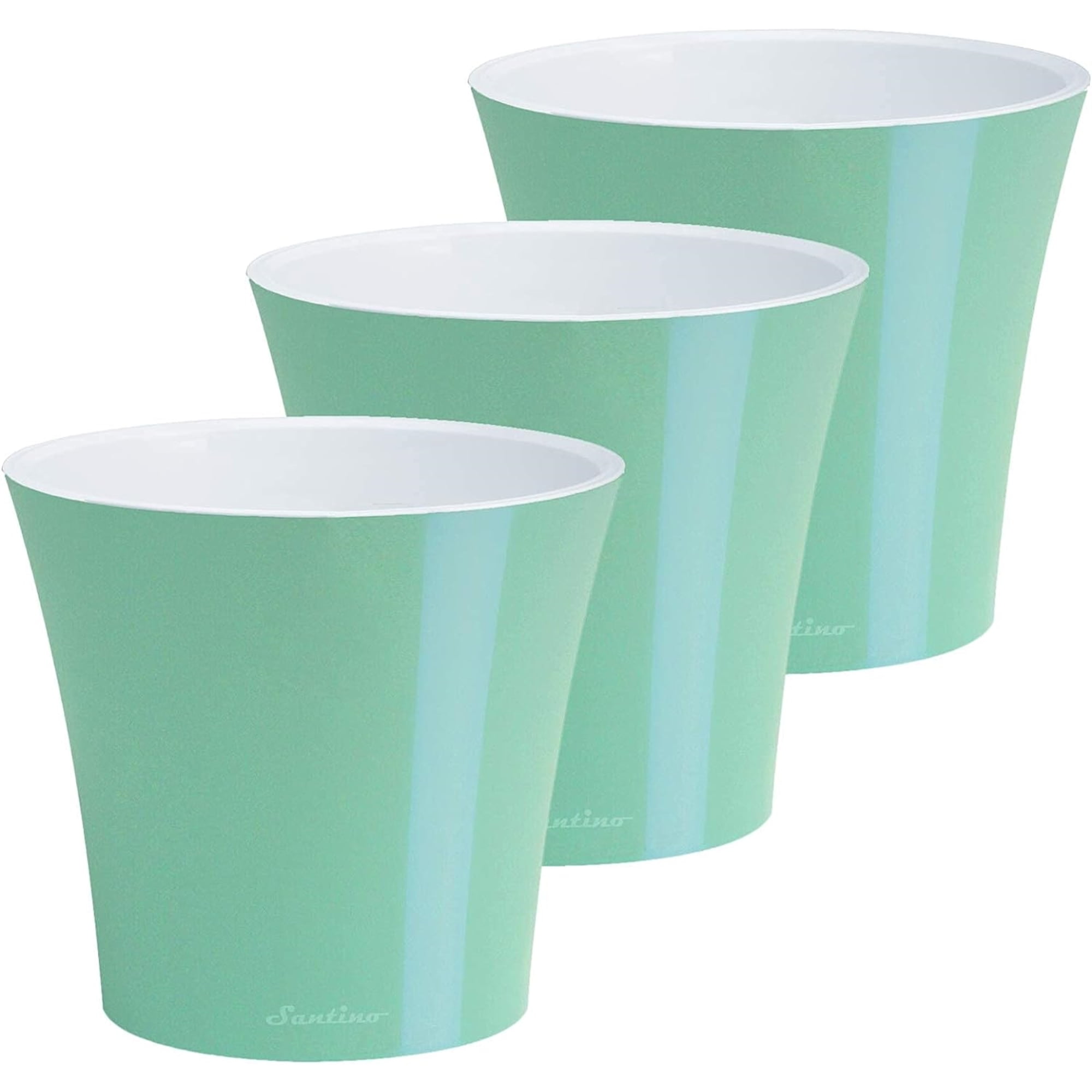 DecoPots Plastic Round Modern Flower Pot with Drainage Planter, Menthol ...