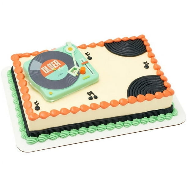 DecoSet® Older Than Record Player Cake Topper, Retro Cake Decoration ...
