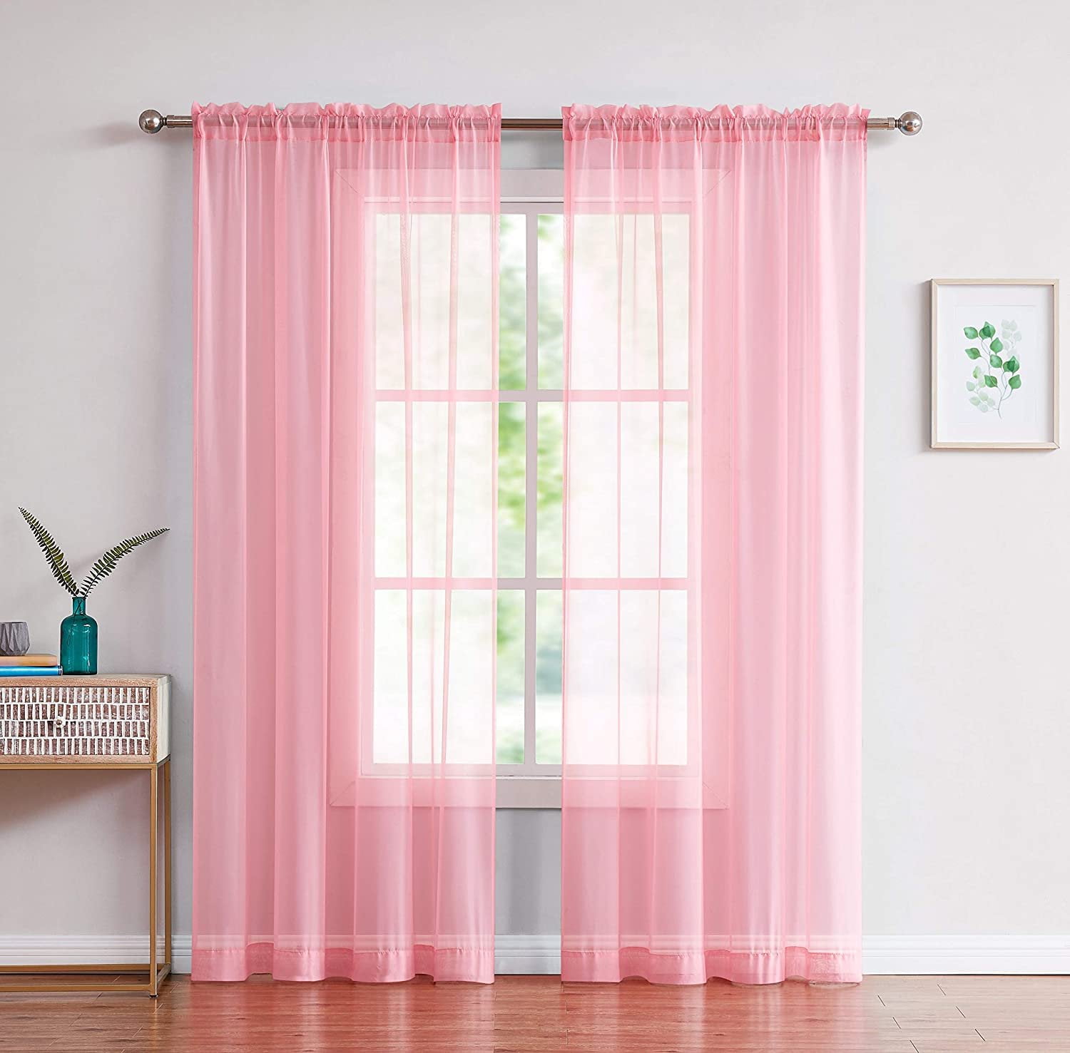 DecoSource - 2 Rod Pocket Sheer Curtains Panels - Voile Curtains for ...