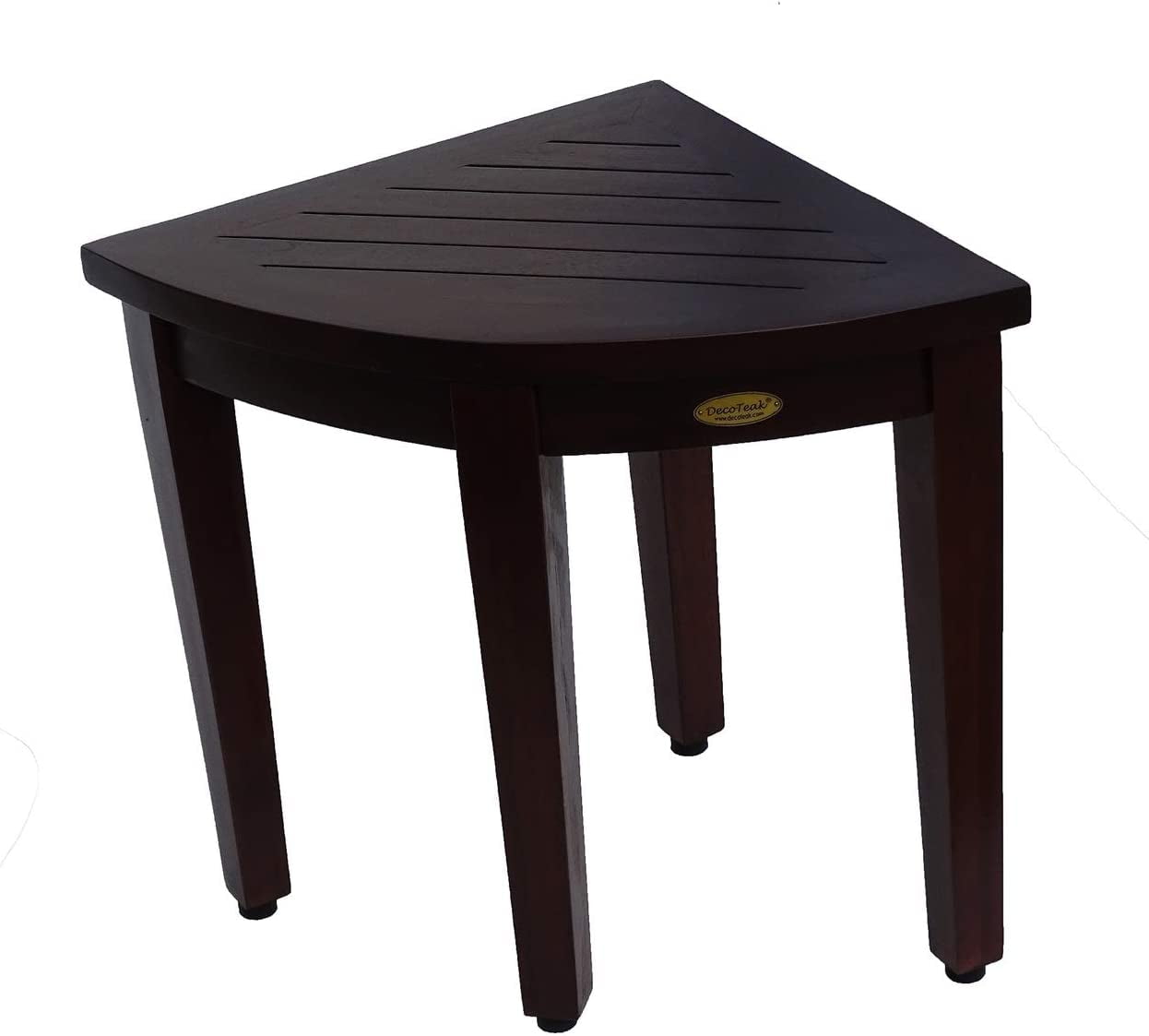 DecoTeak Snazzy Corner Brown Waterproof Teak Wood Shower Stool Seat ...