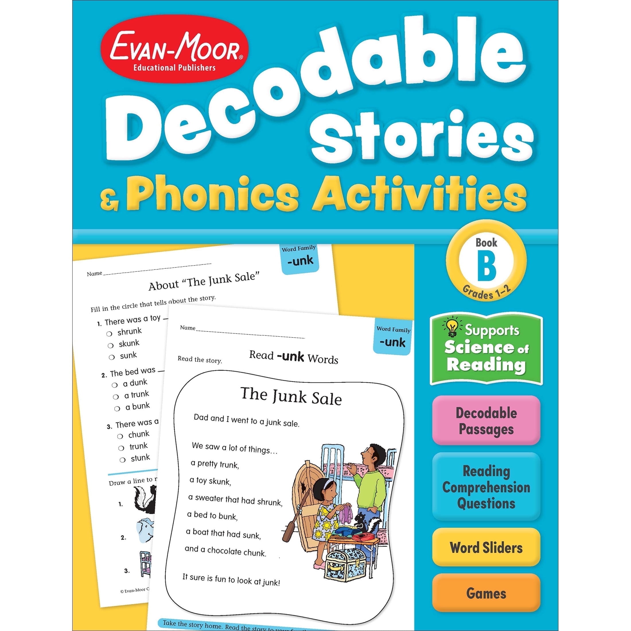 Evan-Moor Decodable Stories and Phonics Activities, Level B, Grade 1 ...
