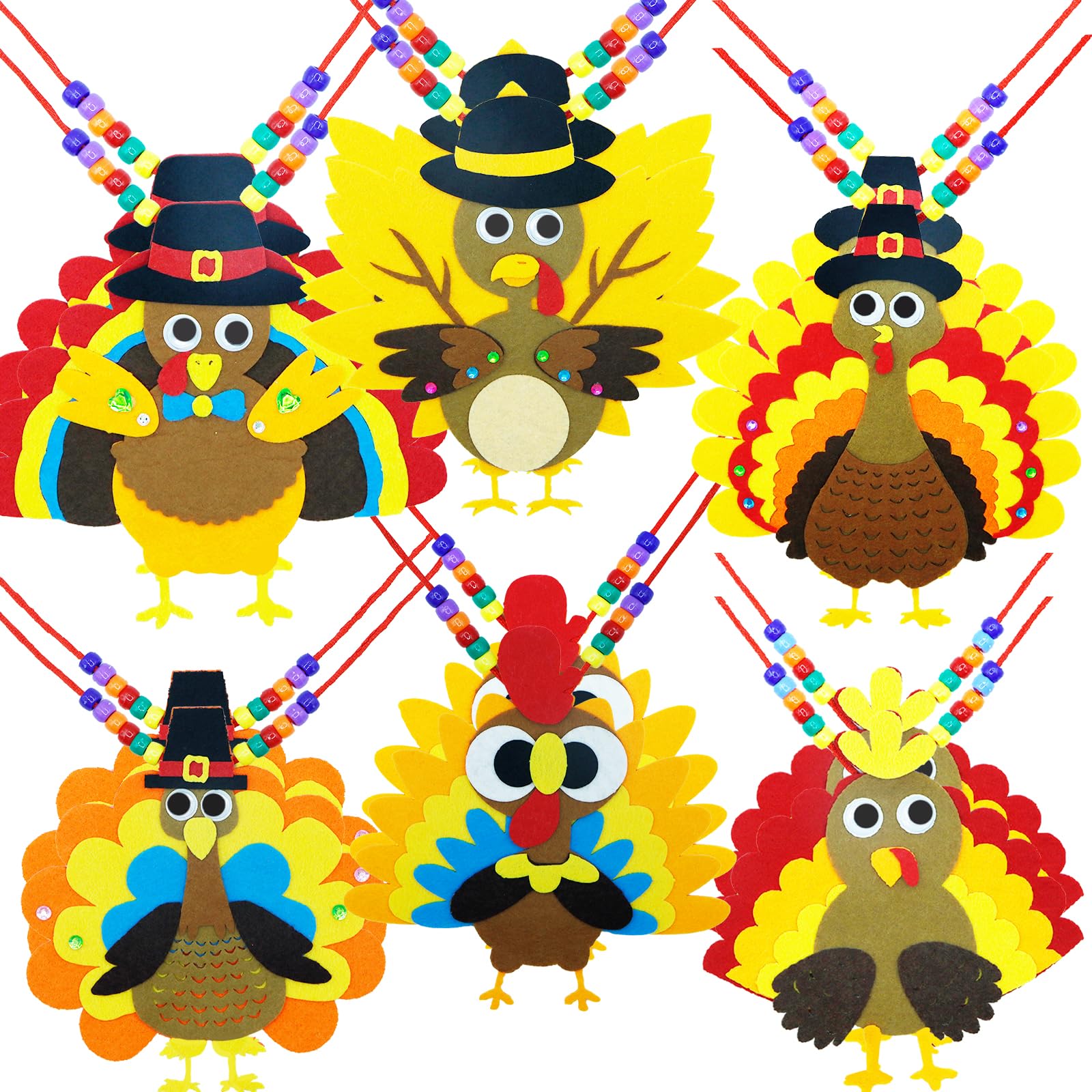 Decodinli 12 Pack Thanksgiving Necklace Crafts for Kids Toddlers, DIY ...