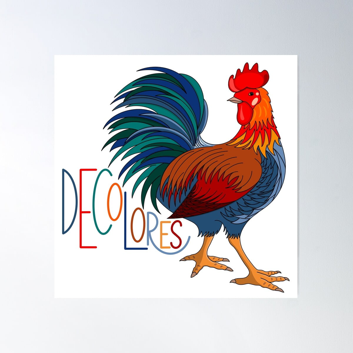 Decolores Cursillo Rooster Poster Wall Art, Modern Wall Decor For ...