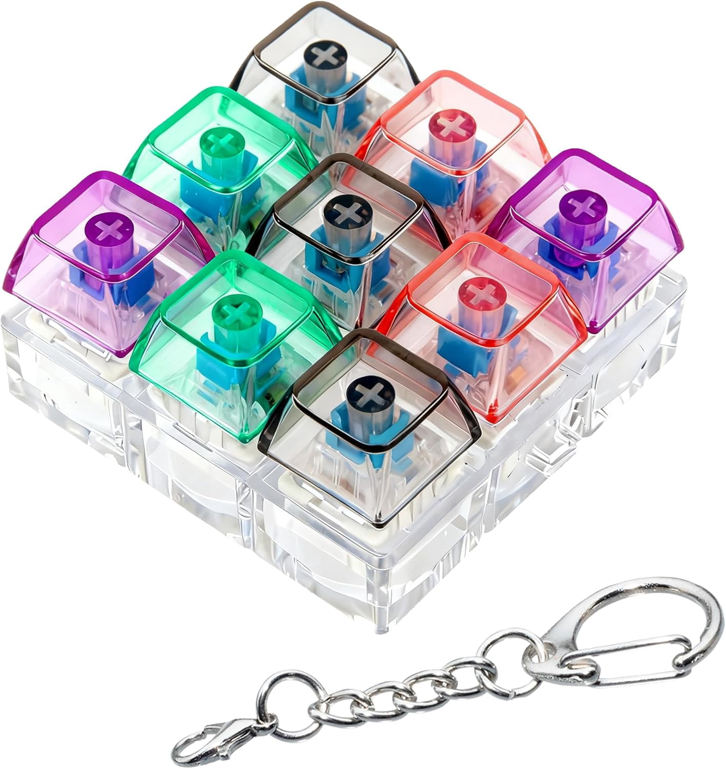 Decompression Keyboard Fidget Toy, Keyboard Fidget Keychain 9-in-1 ...