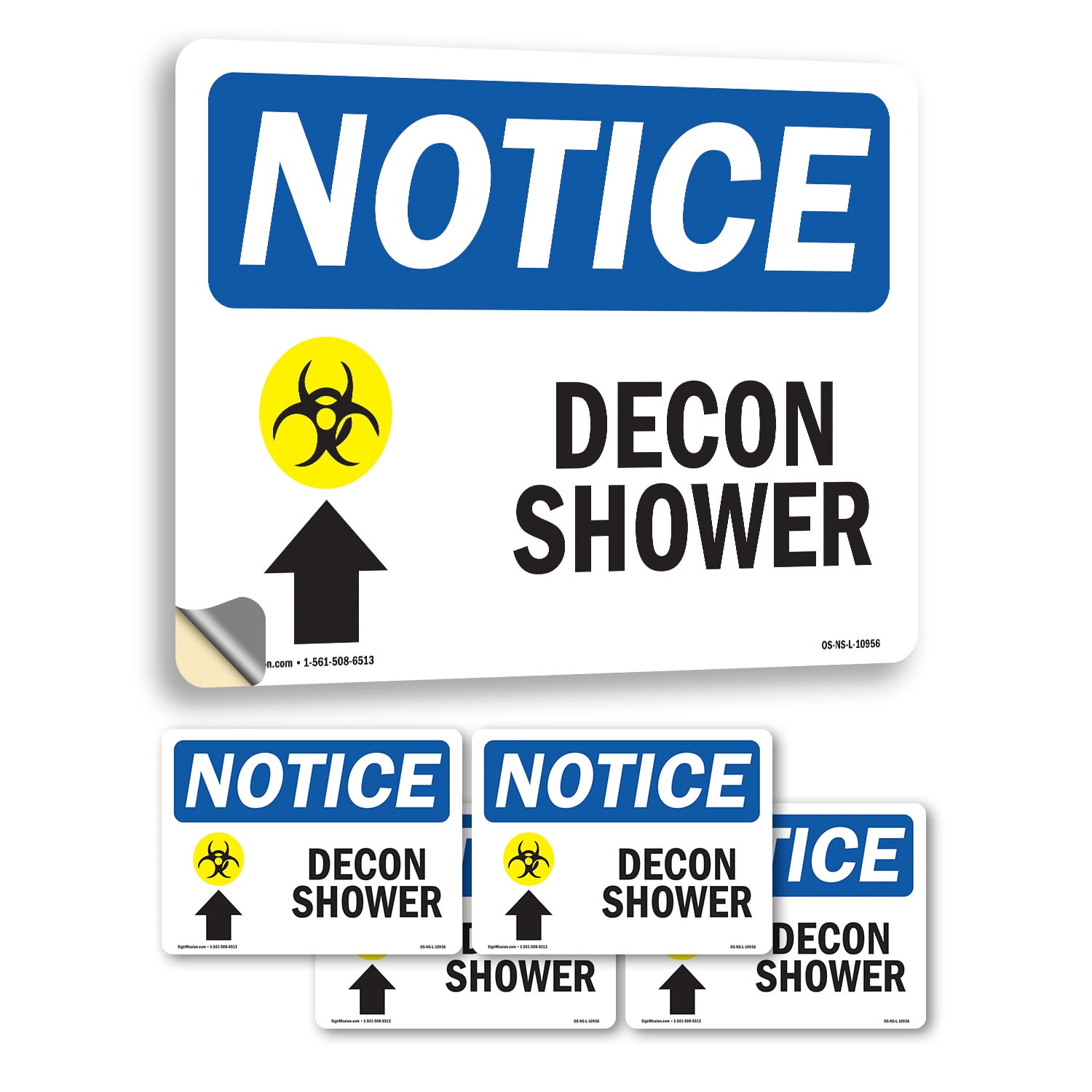 Decon Shower [Up Arrow] With Symbol OSHA Notice Vinyl Decal Label 5 ...