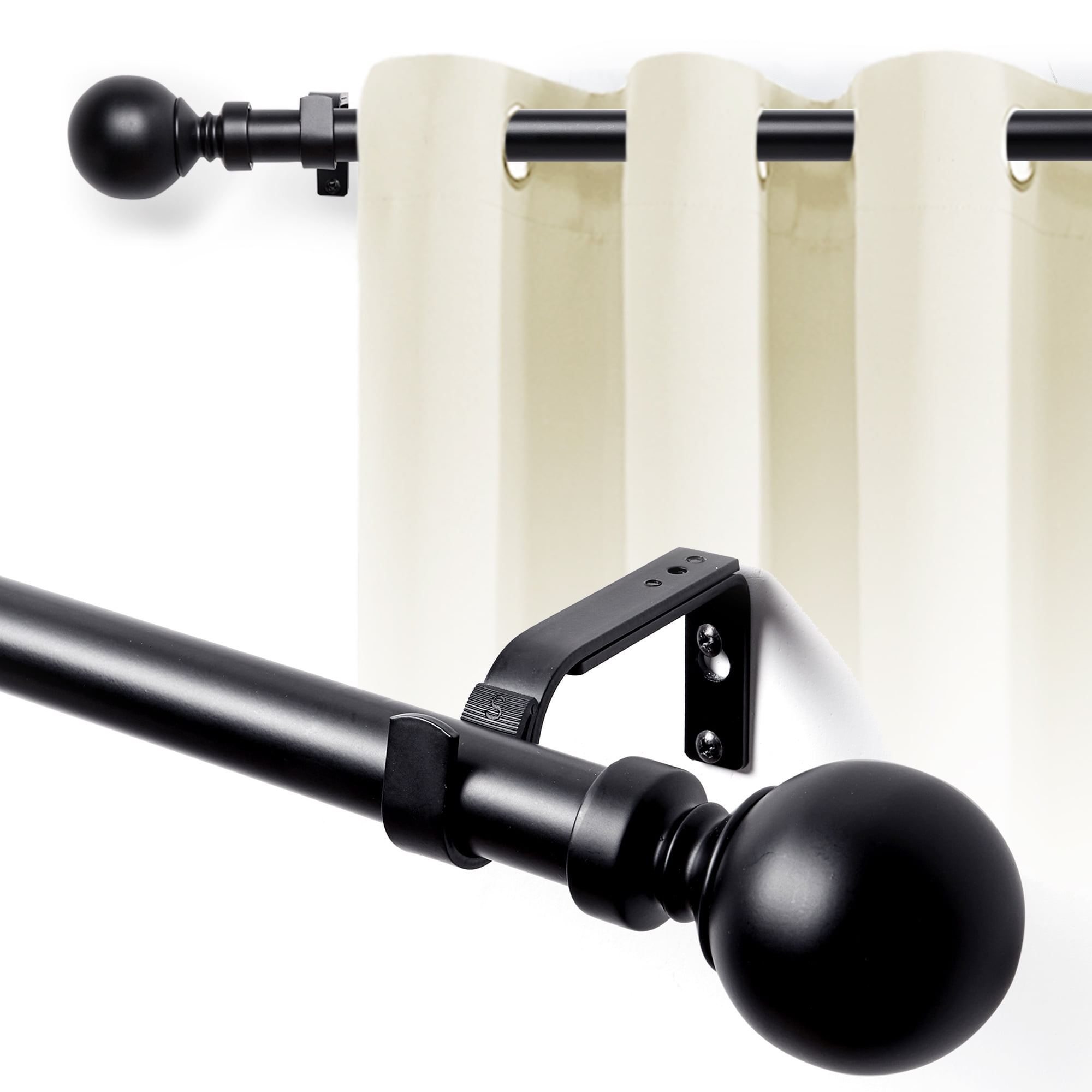 Deconovo 1" Black Single Curtain Rod for Windows 30 to 48", Splicing ...
