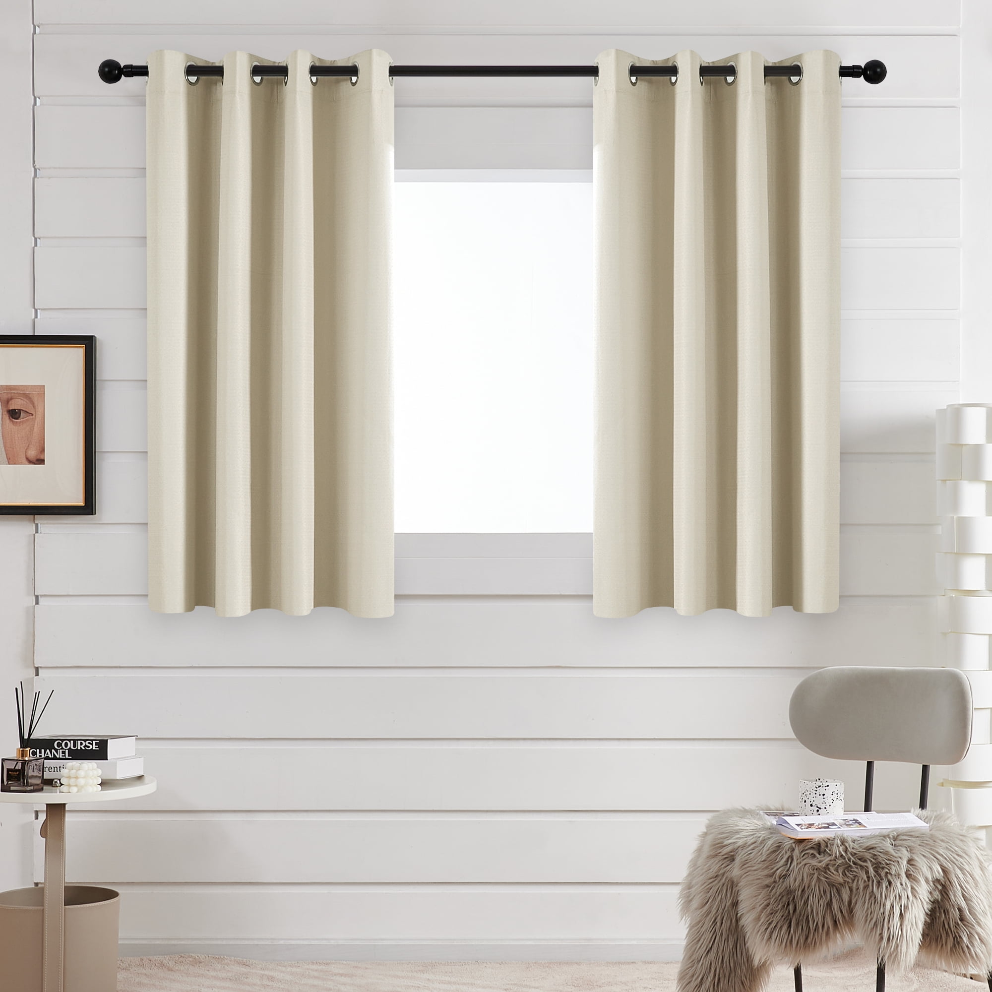 Deconovo 100% Beige Blackout Curtains Light Blocking Curtains for Kids ...