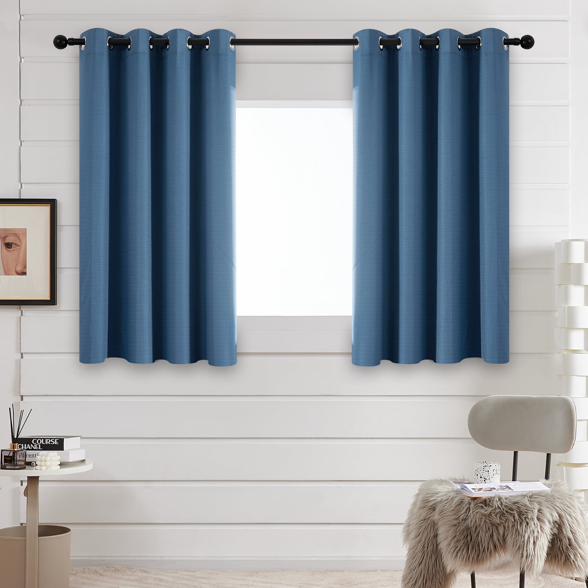 Deconovo 100% Blue Blackout Curtains Light Blocking Curtains for Kids ...