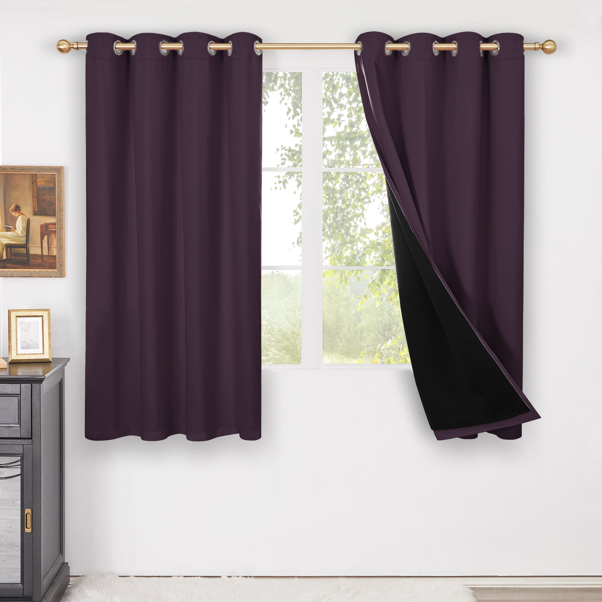 Deconovo 100% Blackout Curtains Thermal Insulated Energy Saving Noise ...
