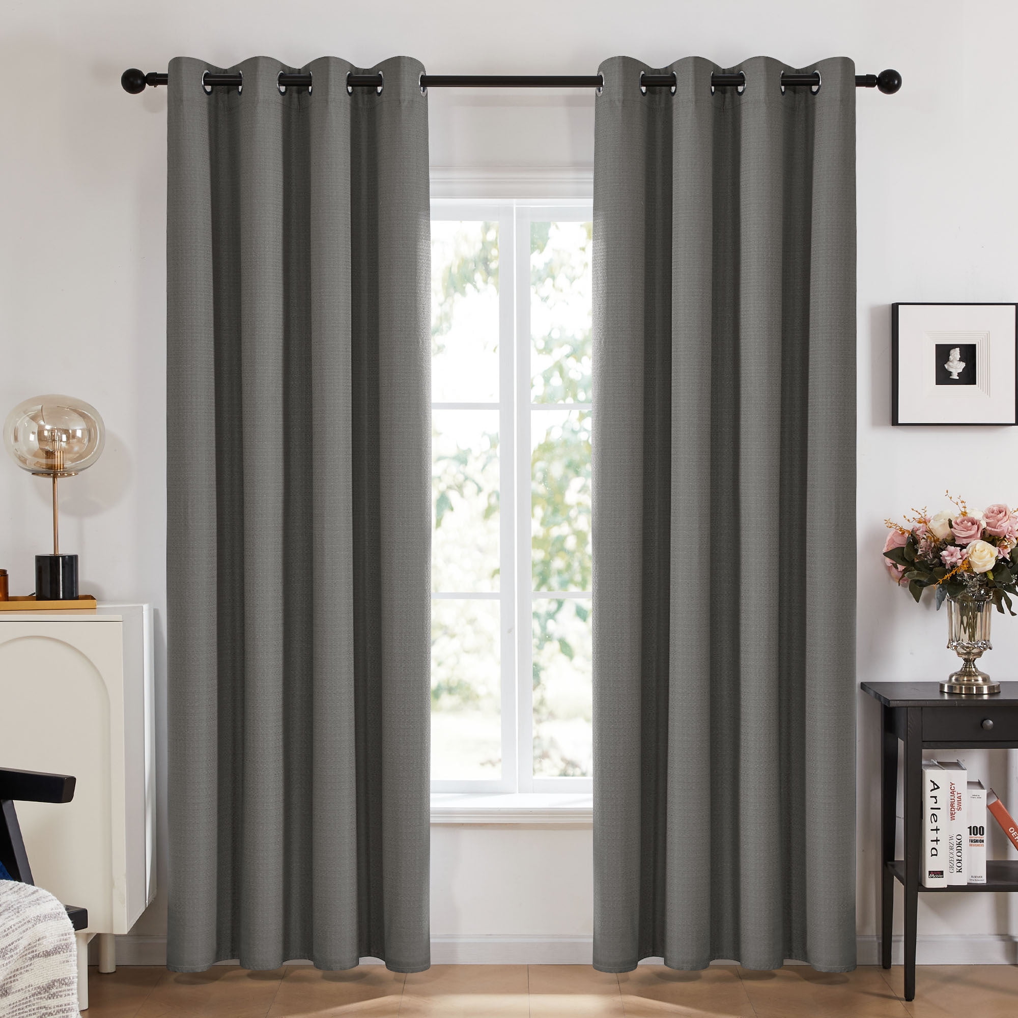 Deconovo 100% Gray Blackout Curtains Light Blocking Curtains for Kids ...