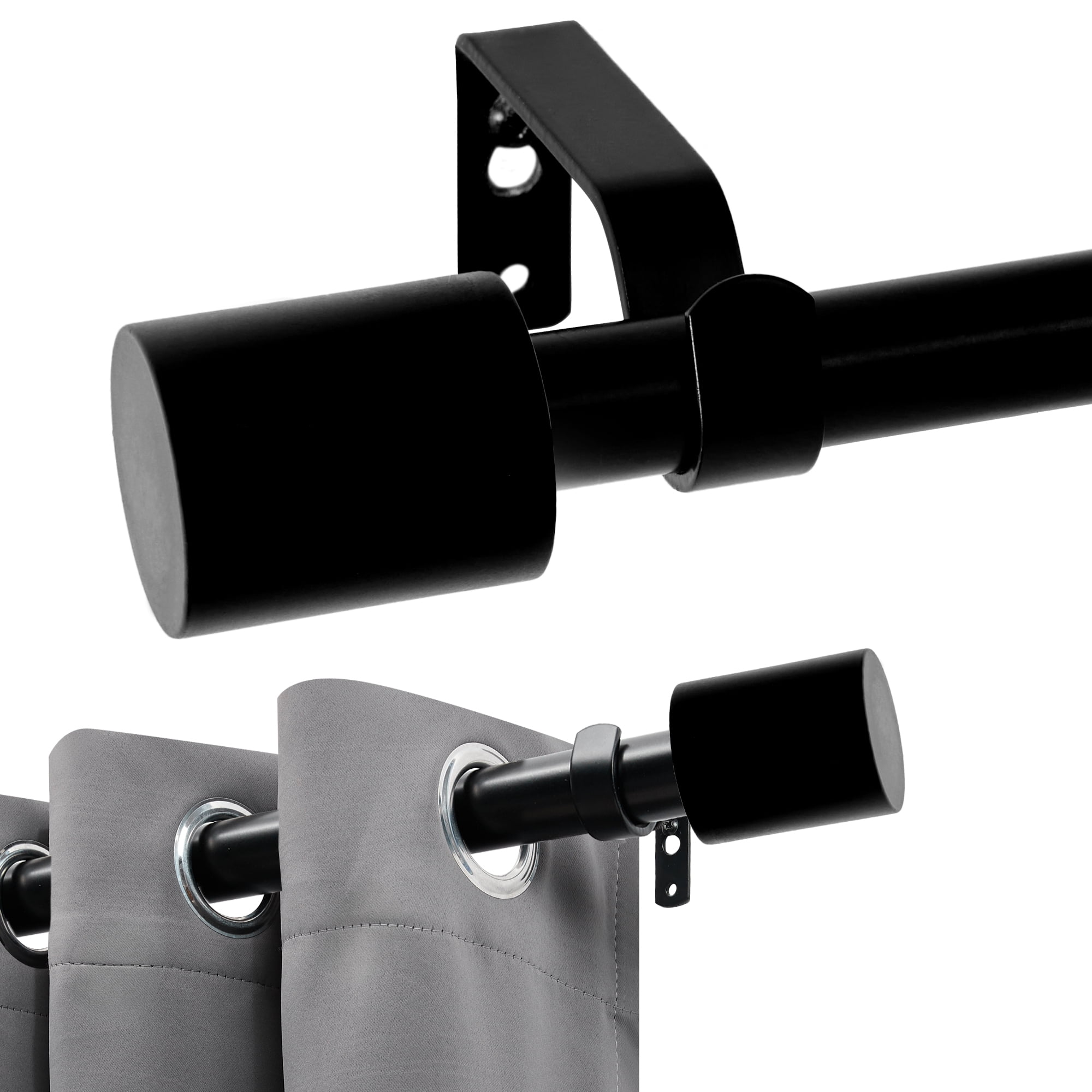 Deconovo Decorative Curtain Rod with Luxury Translucent Finials, Black ...