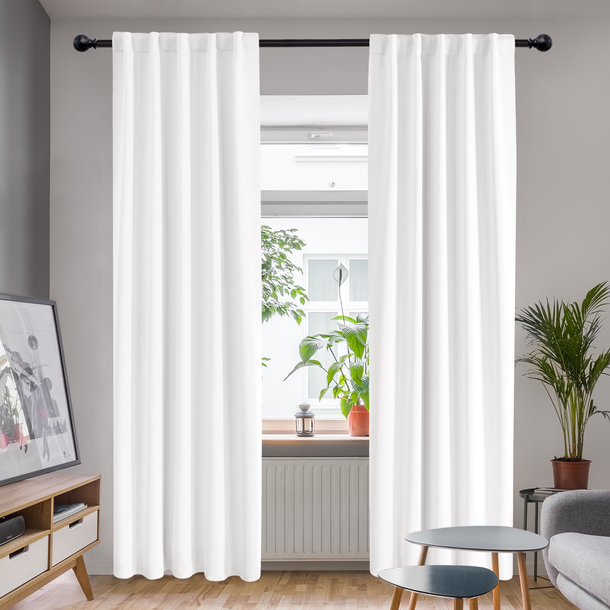 Deconovo 50% Light Blocking Curtains for Bedroom Pure White Solid ...