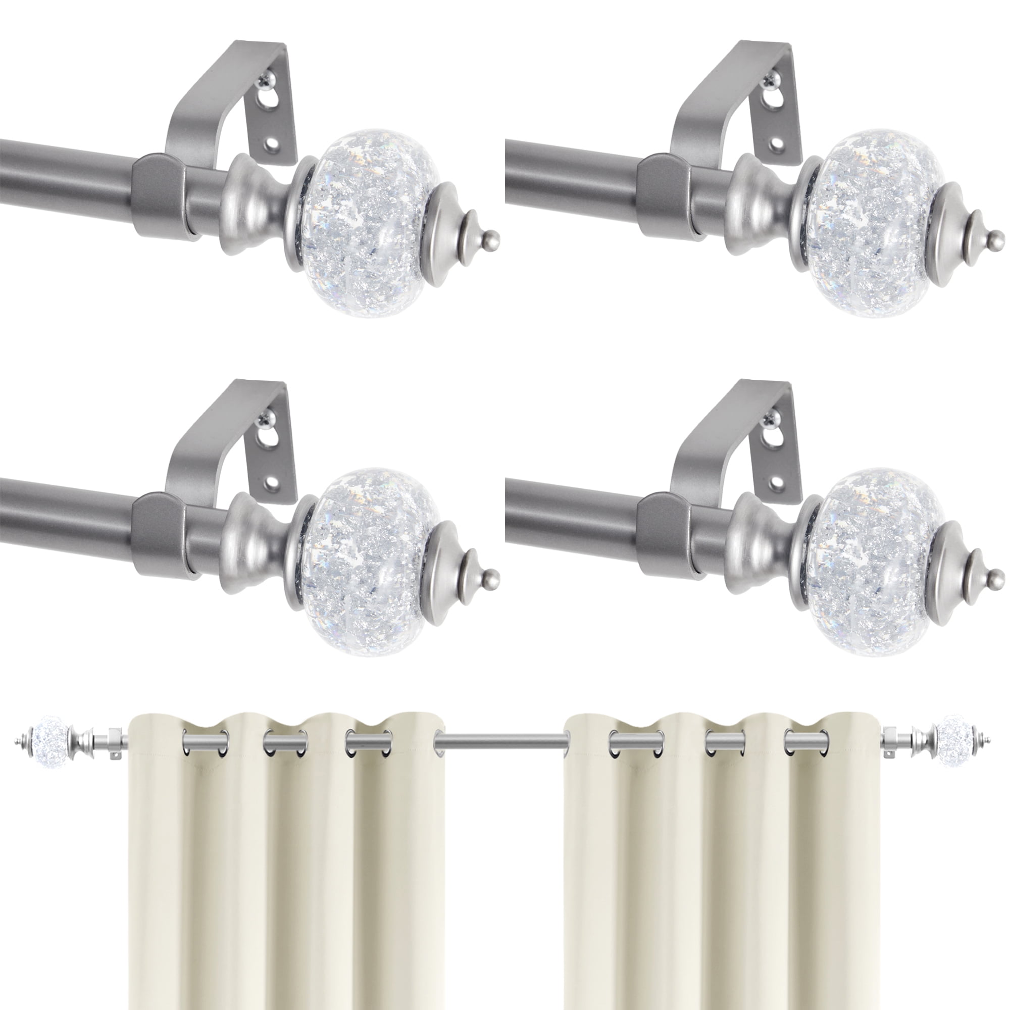 Deconovo 66-120 Inch Adjustable Silver Gray Steel Tube with Decorative ...