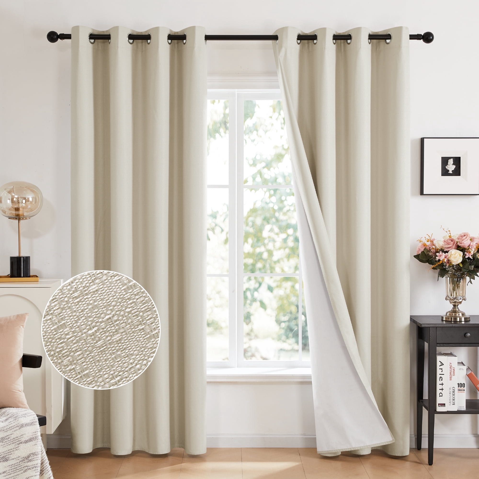 Deconovo Beige Blackout Curtains 52