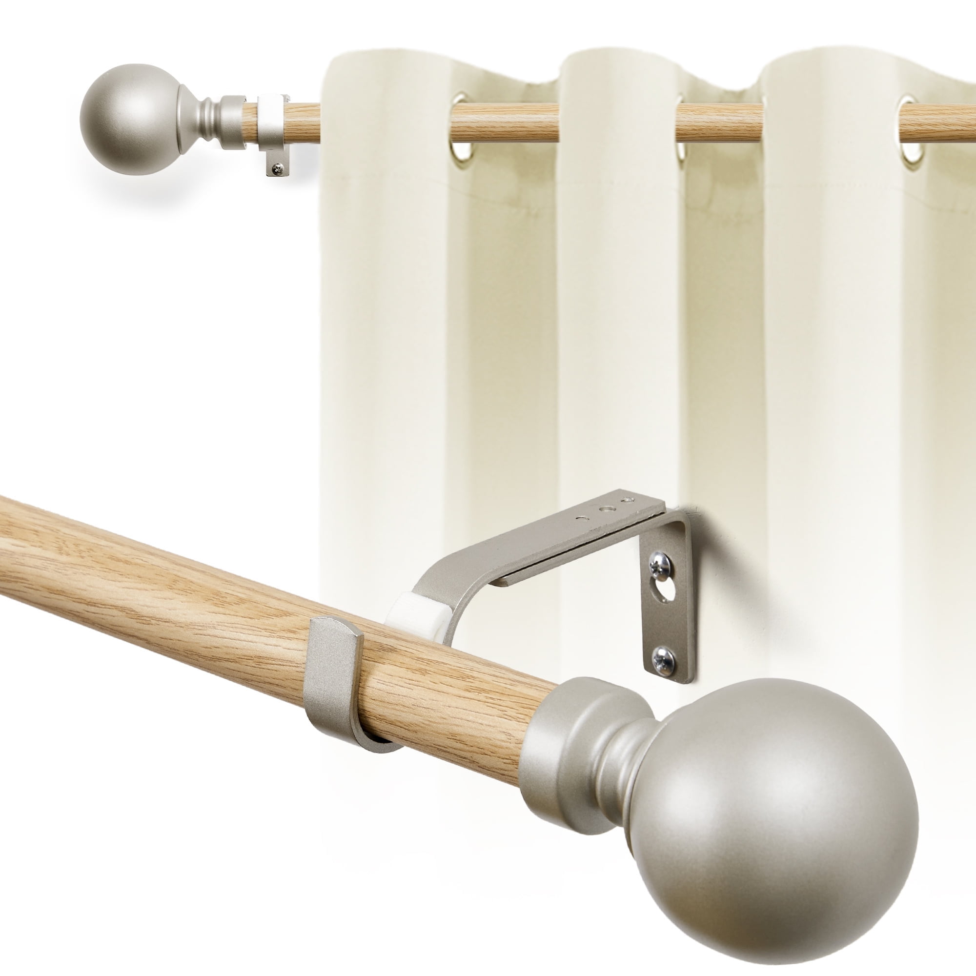 Deconovo Birch/Gray Splicing Adjustable Curtain Rod, 48 to 84", 1 ...