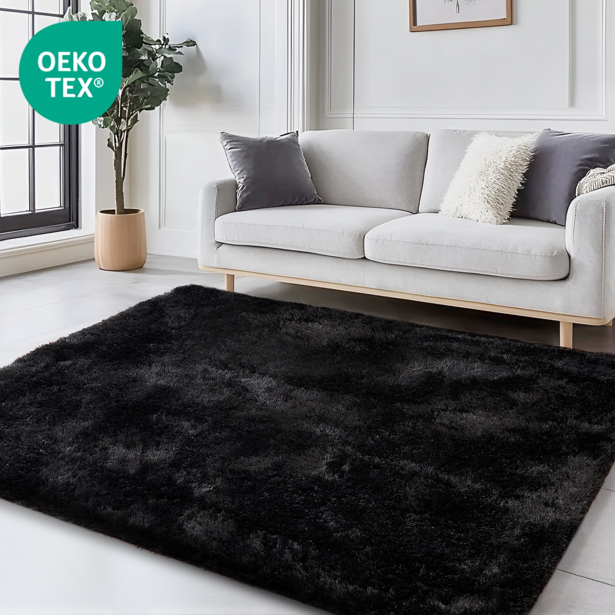Deconovo Black Area Rugs for Living Room, Super Fuzzy and Comfy Thick ...